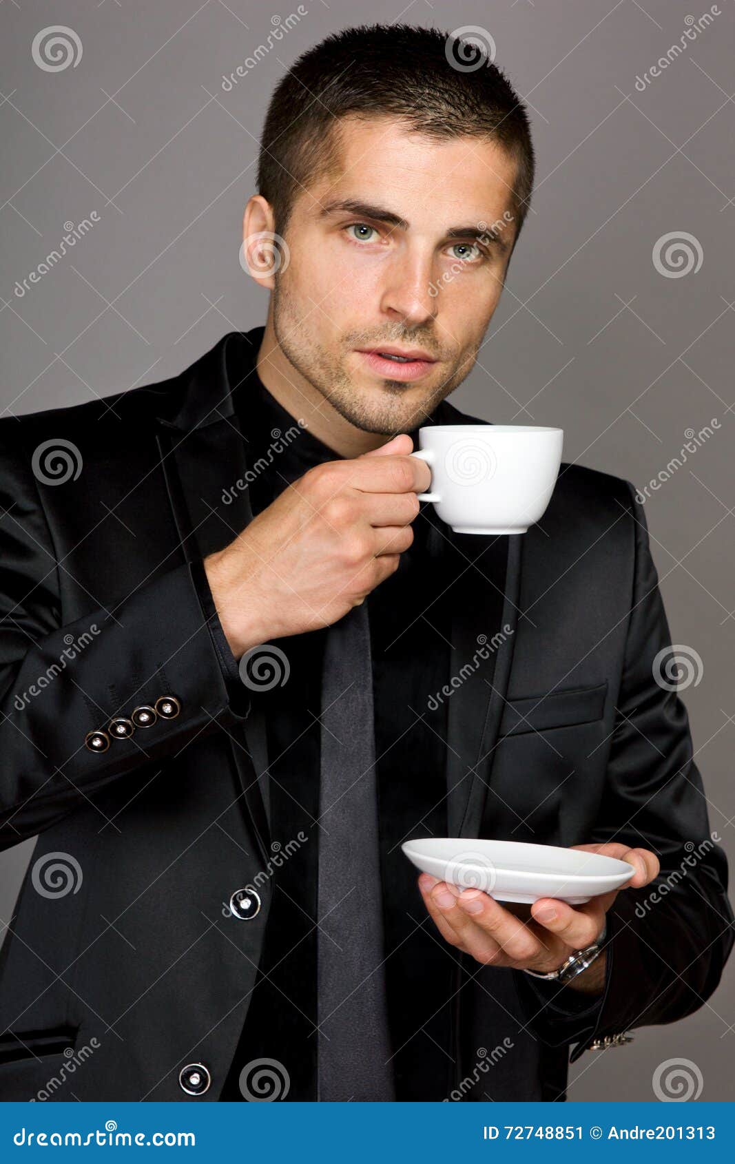 Male Model is Drinking from a Cup Stock Image - Image of breakfast ...