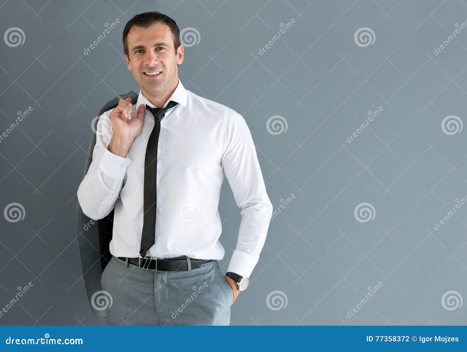 Male Model Posing with Jacket Over Should Stock Photo - Image of male ...