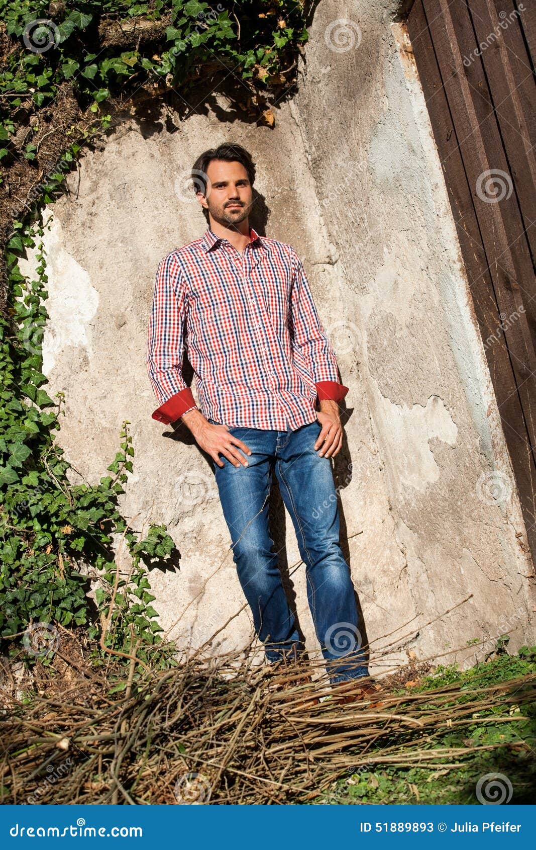 Male model standing up stock image. Image of happy, jeans - 51889893