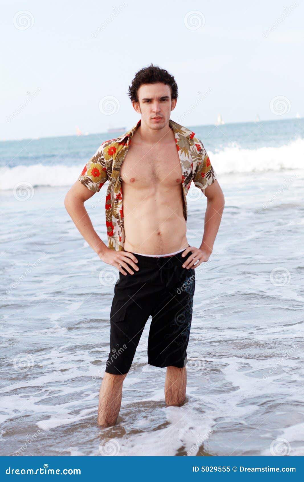 Male Model Standing in Water Stock Image - Image of handsome, happy ...