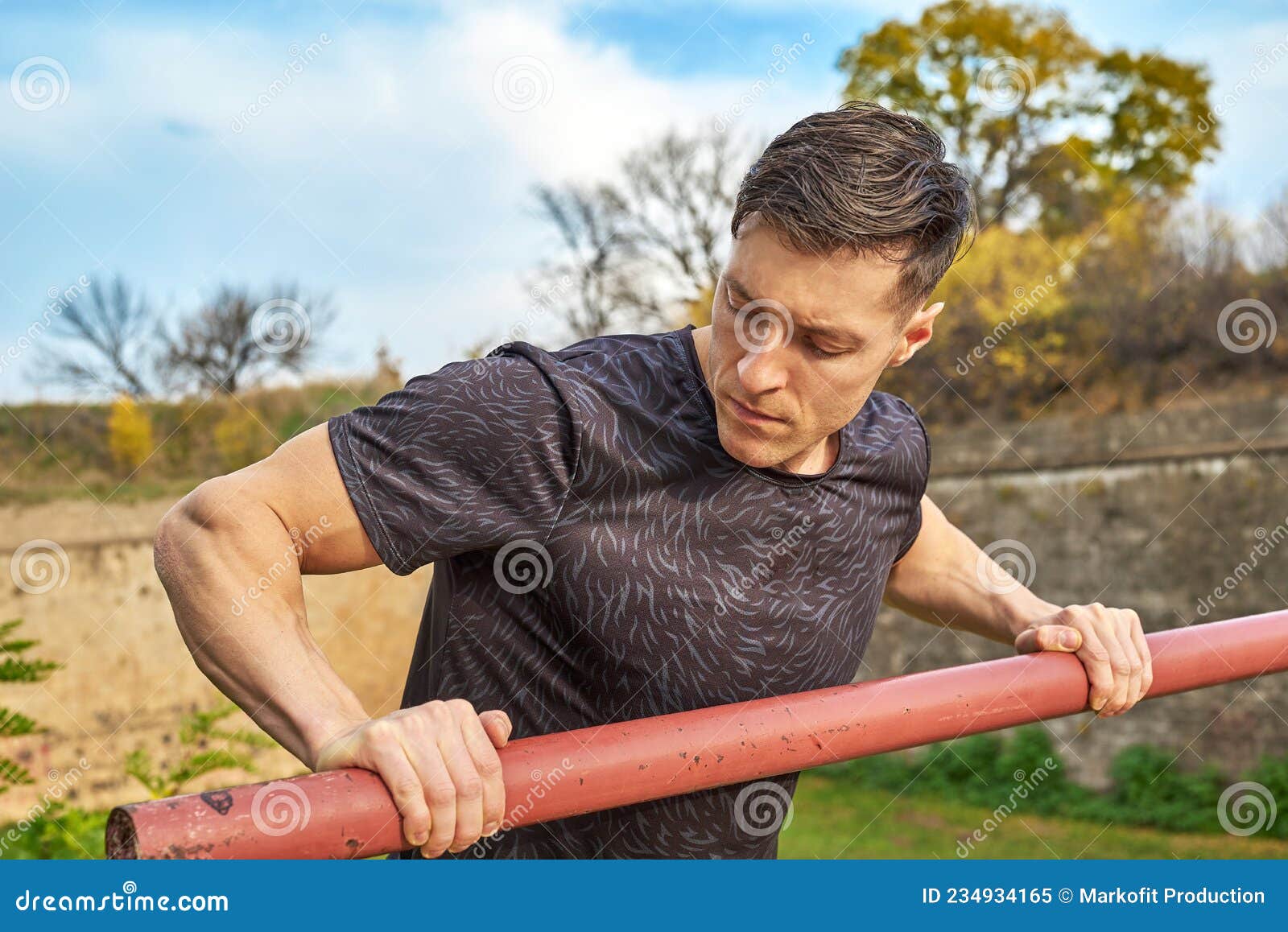 Male Model Workout Push Ups Outdoor Stock Image - Image of athlete ...
