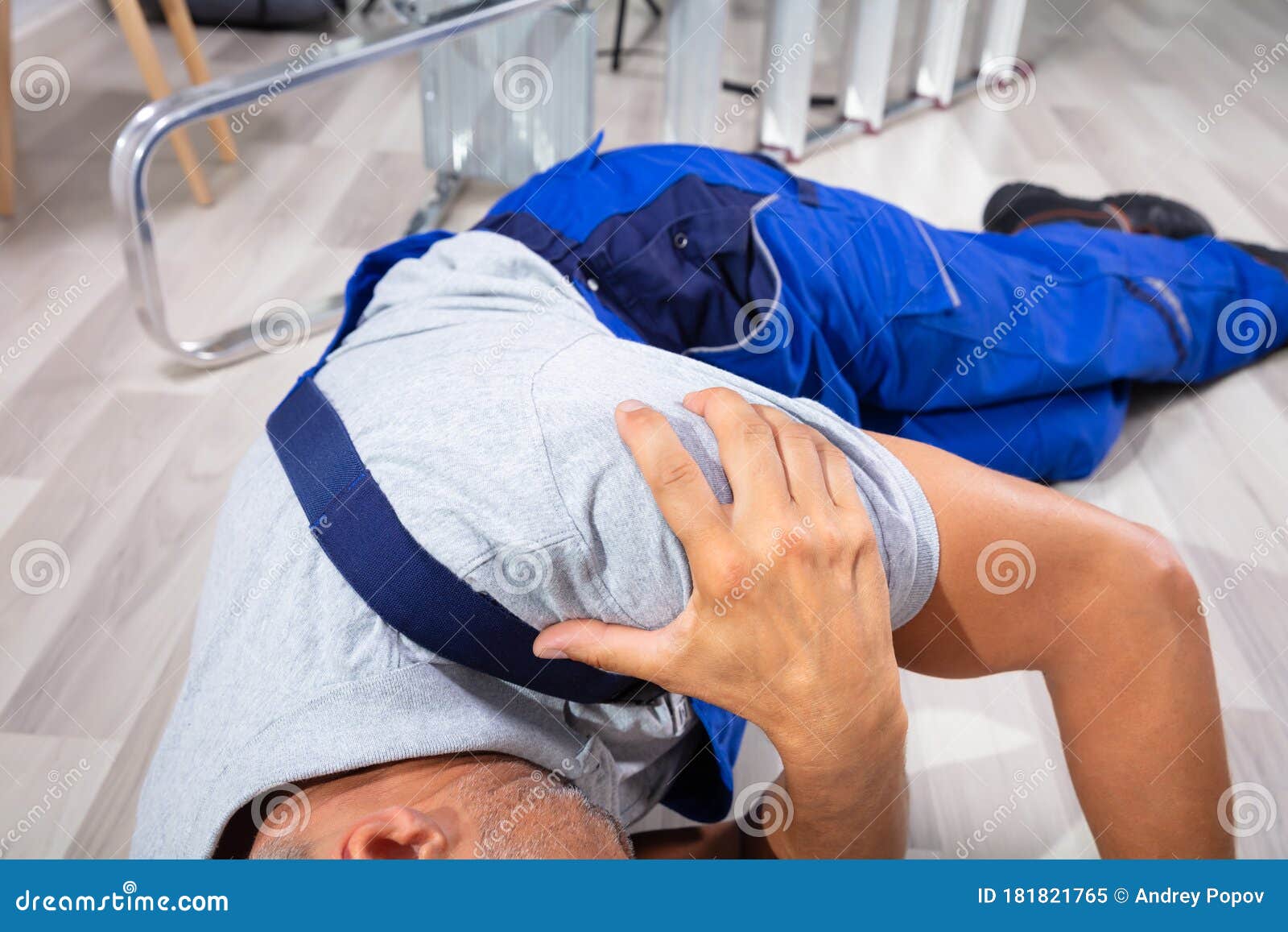 Male Mover Falling from Ladder Stock Image - Image of clumsy, injured ...
