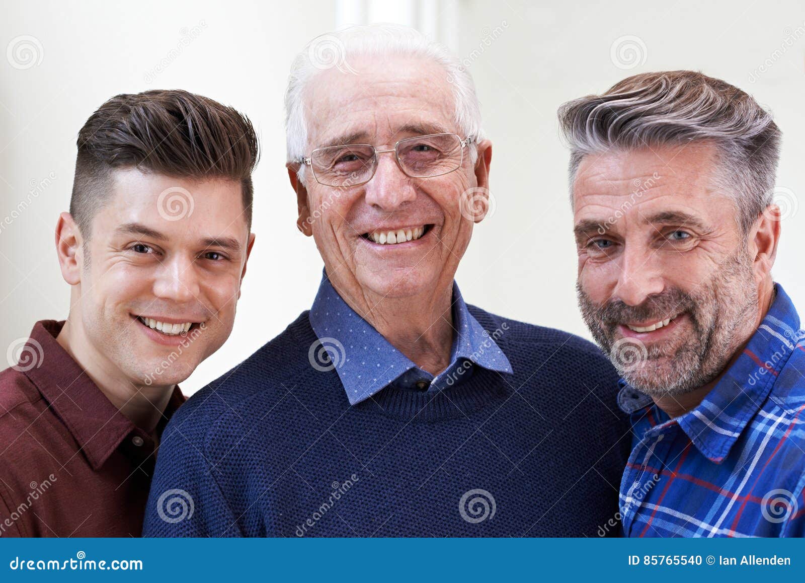 Men Generation Portrait Of Grandfather Father And Son Child. Fathers ...