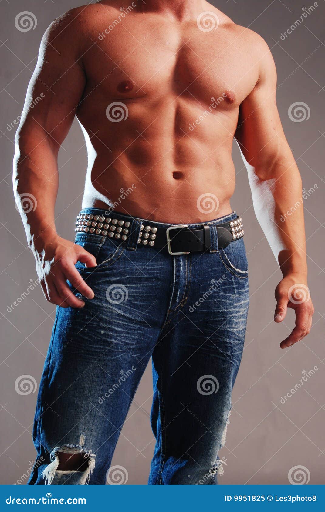 Male muscle in jeans stock image. Image of pecs, athlete - 9951825