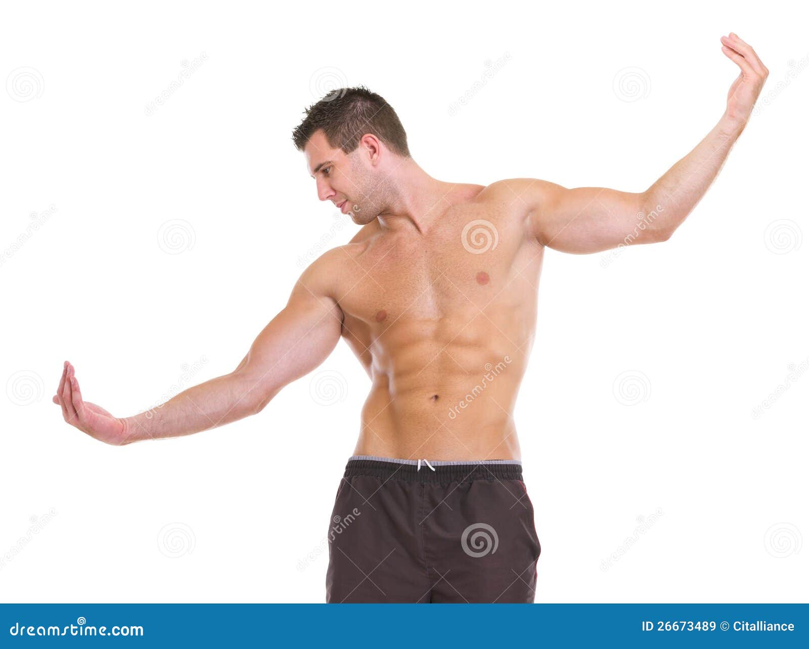 Male with Muscular Body Gracefully Posing Stock Image - Image of pecs ...