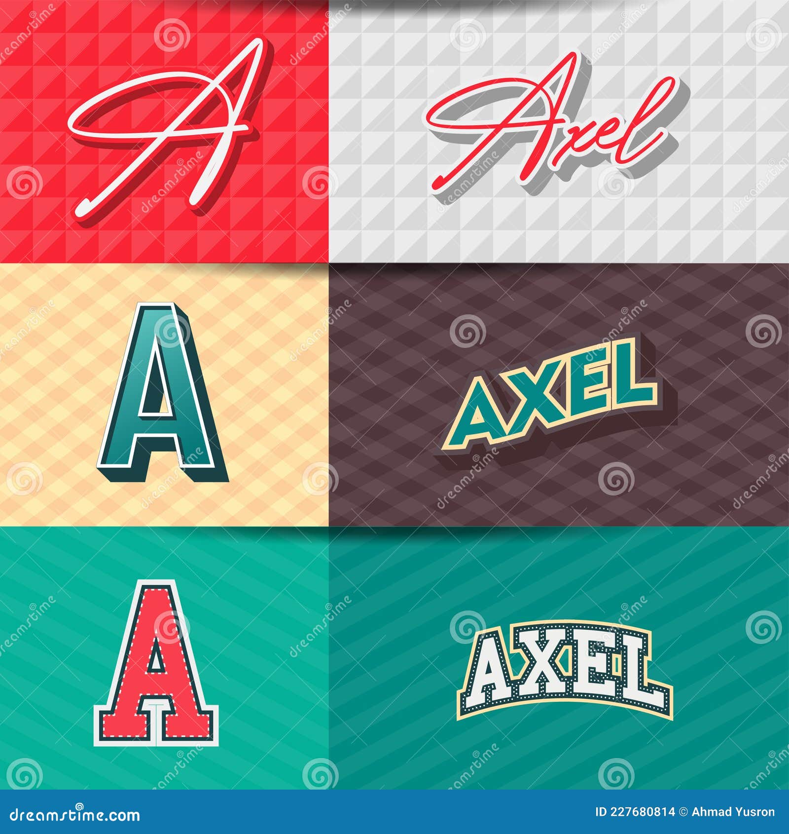 ,Male Name,AXEL in Various Retro Graphic Design Elements, Set of Vector ...