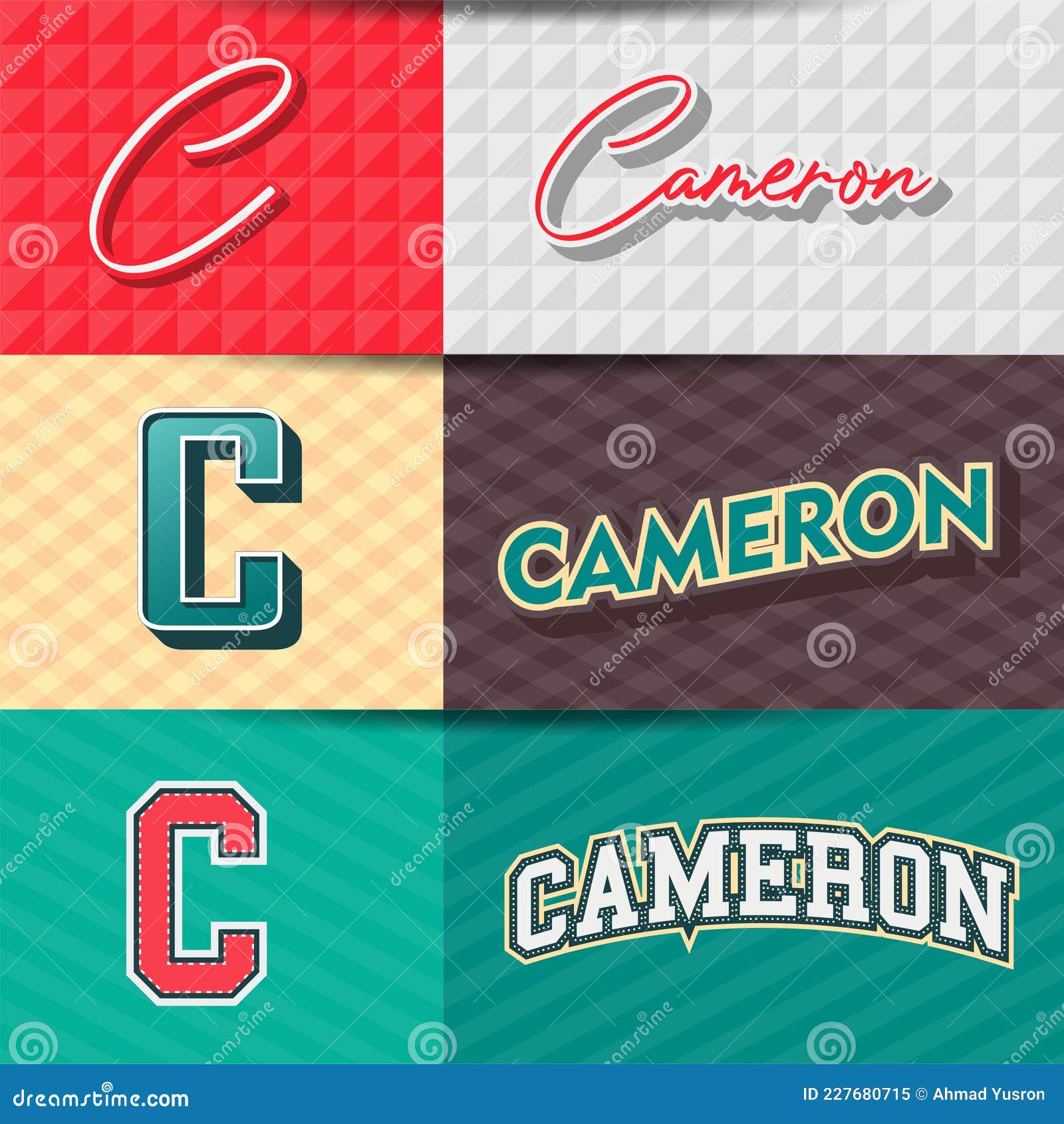 ,Male Name,CAMERON in Various Retro Graphic Design Elements, Set of ...