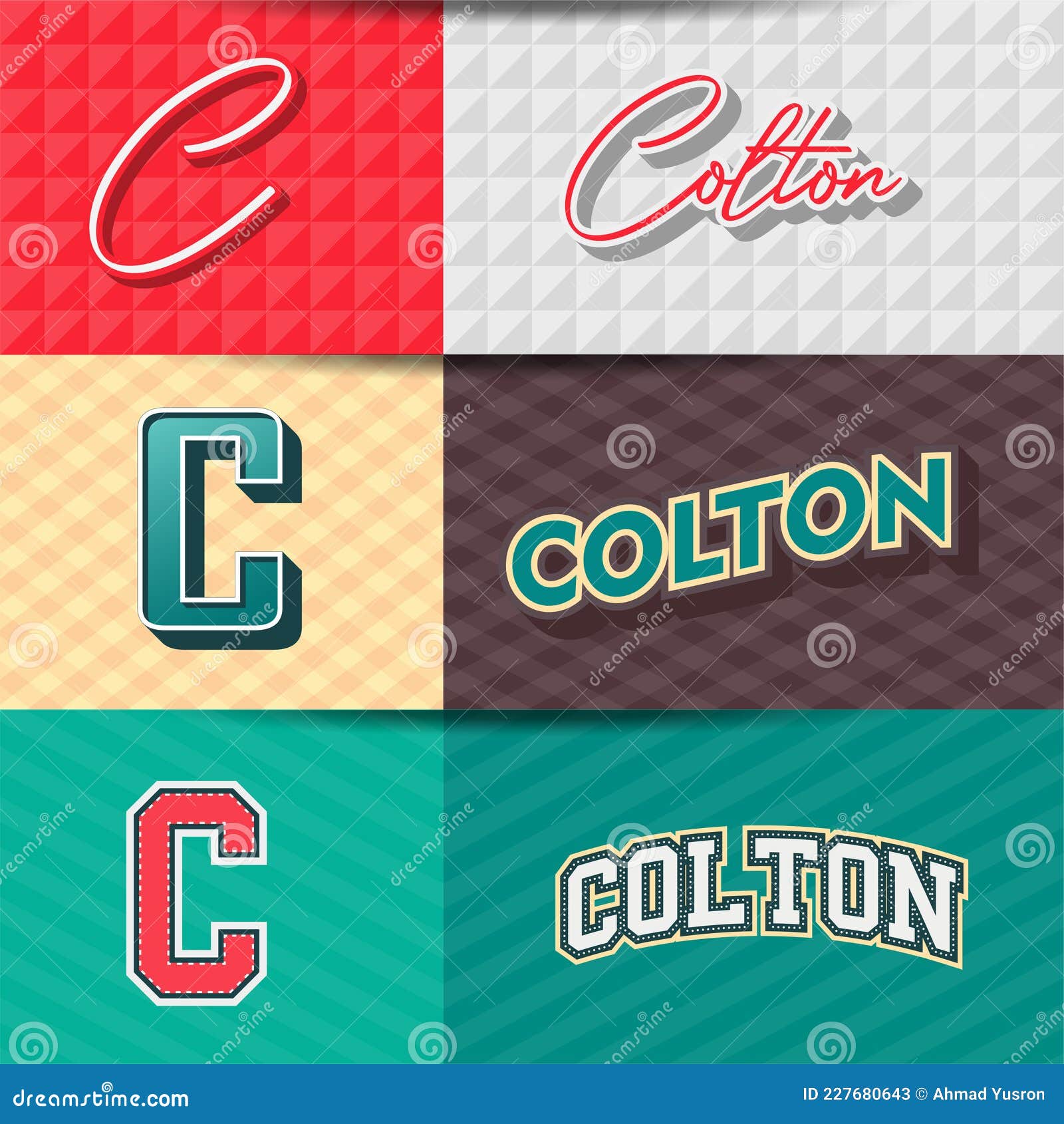 ,Male Name,COLTON in Various Retro Graphic Design Elements, Set of ...