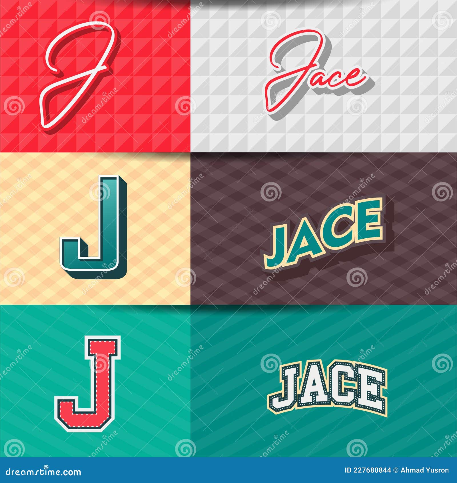 ,Male Name,JACE in Various Retro Graphic Design Elements, Set of Vector ...