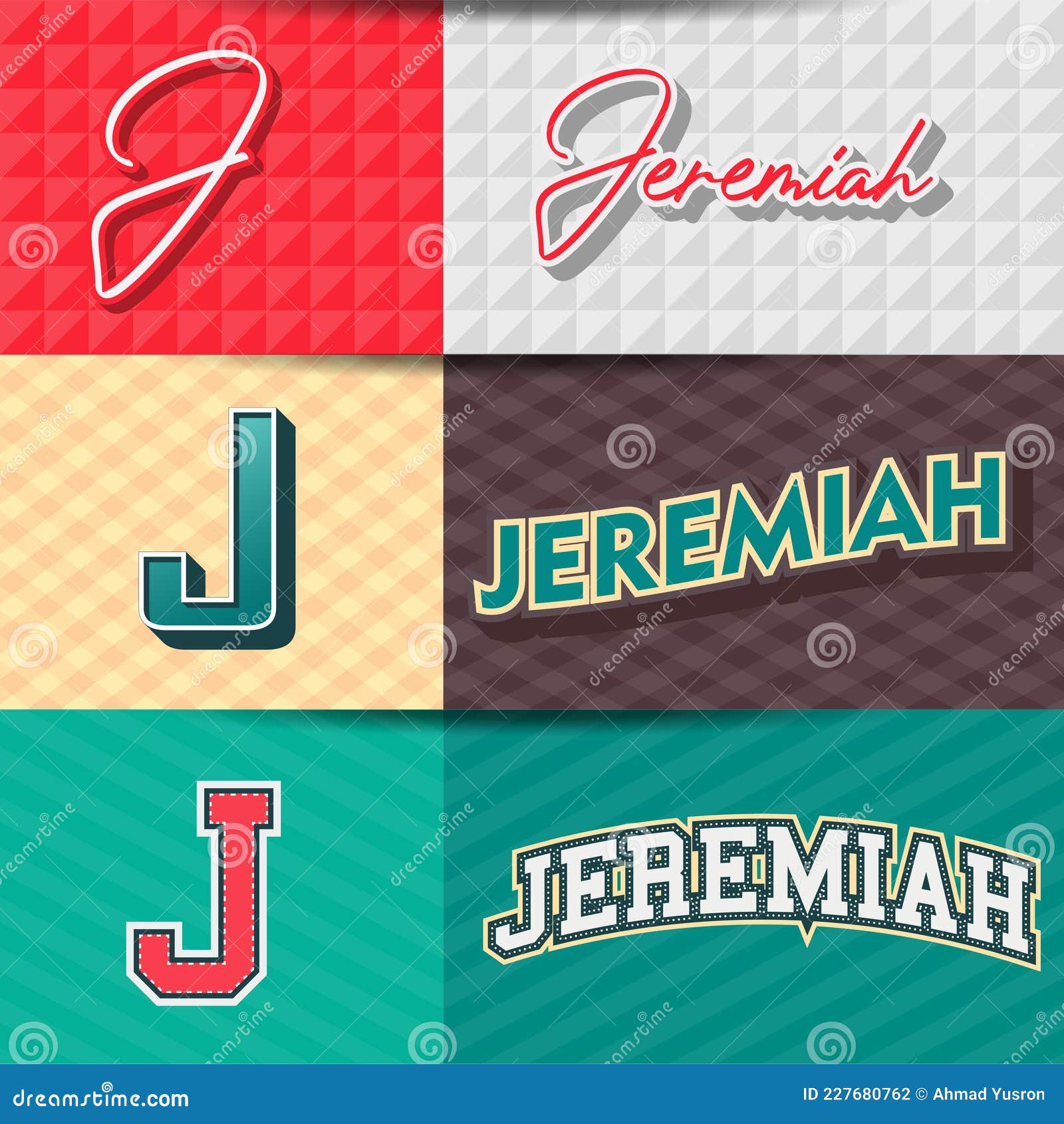 ,Male Name,JEREMIAH In Various Retro Graphic Design Elements, Set Of ...