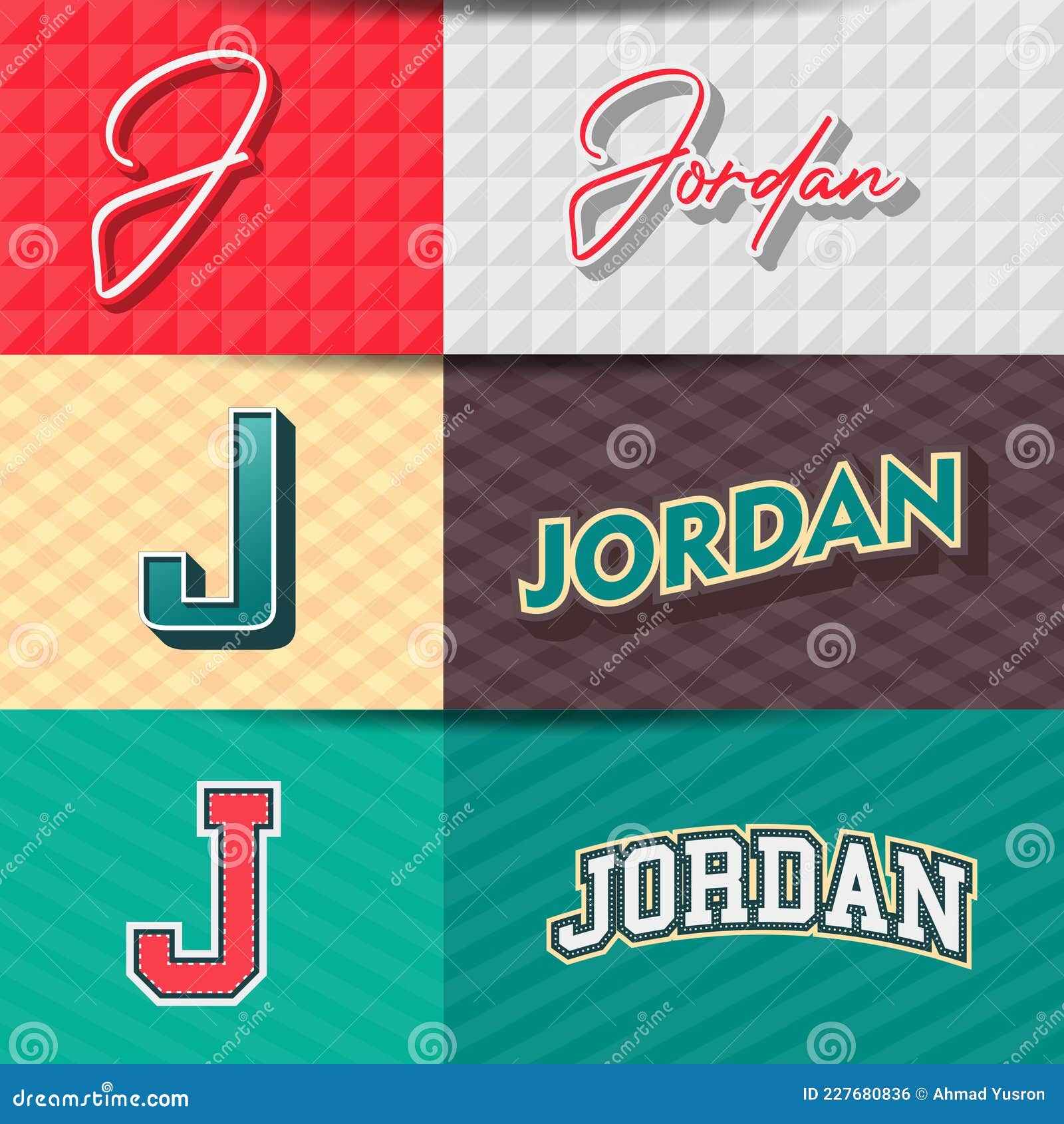 ,Male Name,JORDAN in Various Retro Graphic Design Elements, Set of ...