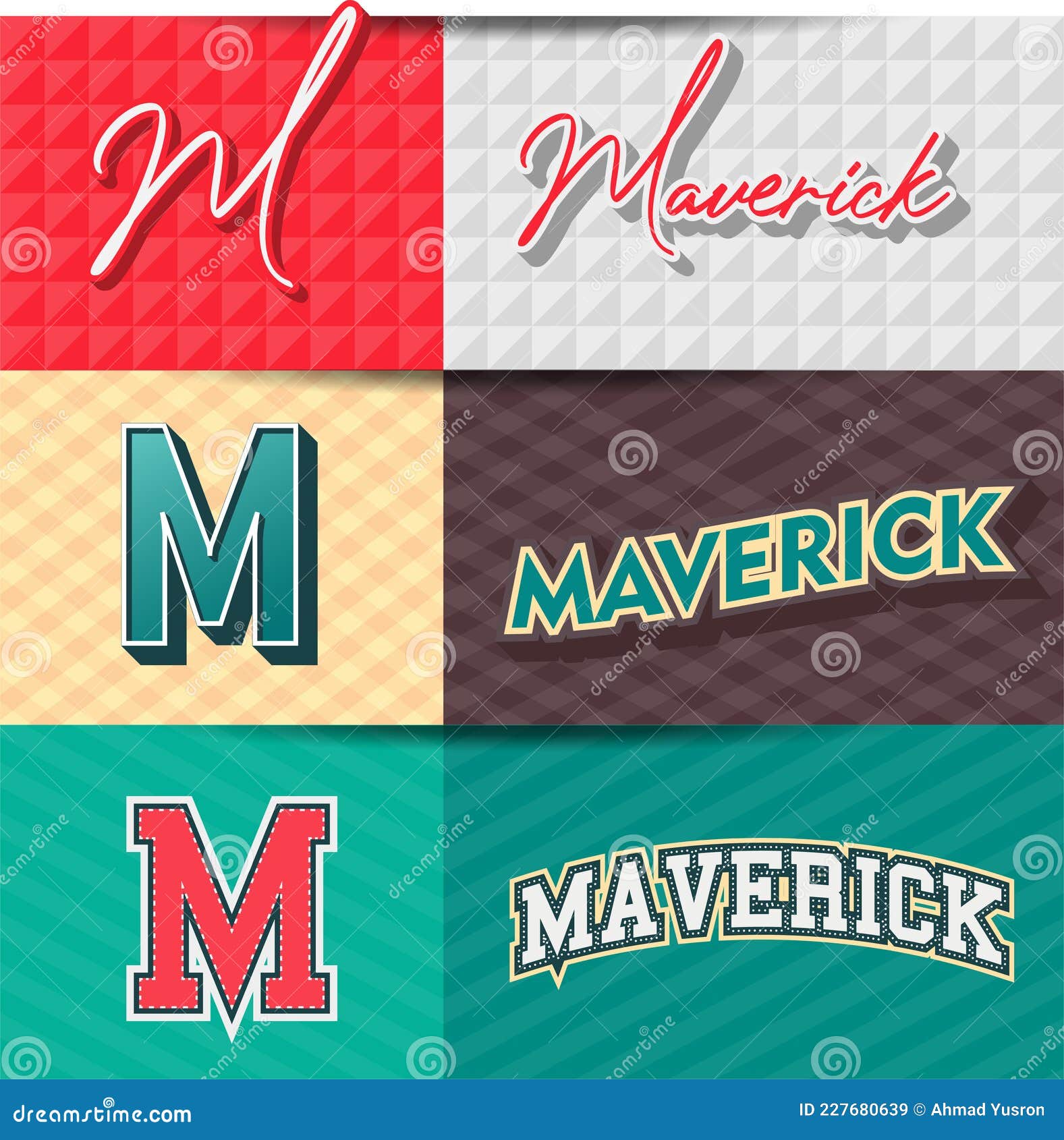 ,Male Name,MAVERICK in Various Retro Graphic Design Elements, Set of ...