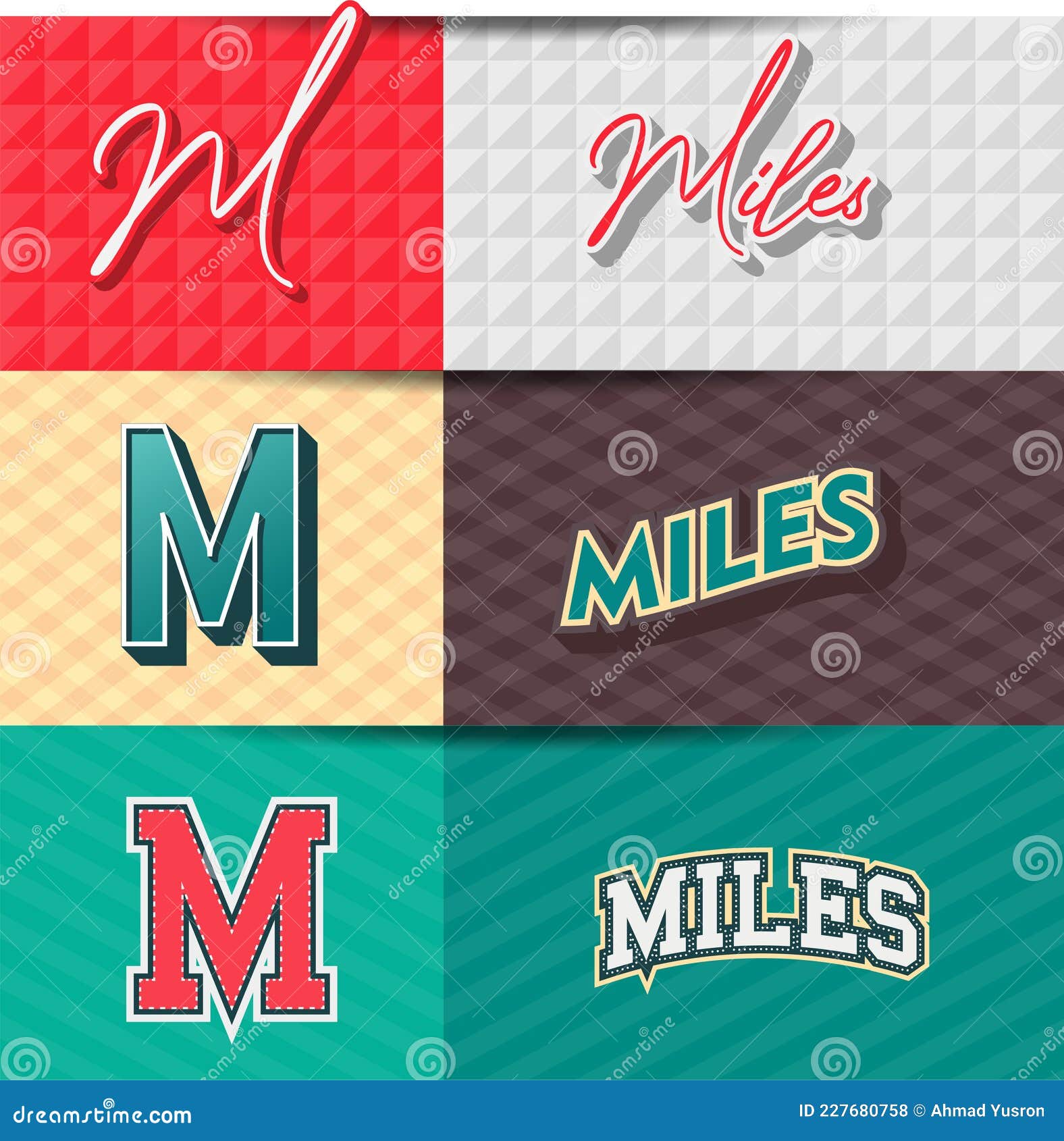 ,Male Name,MILES in Various Retro Graphic Design Elements, Set of ...