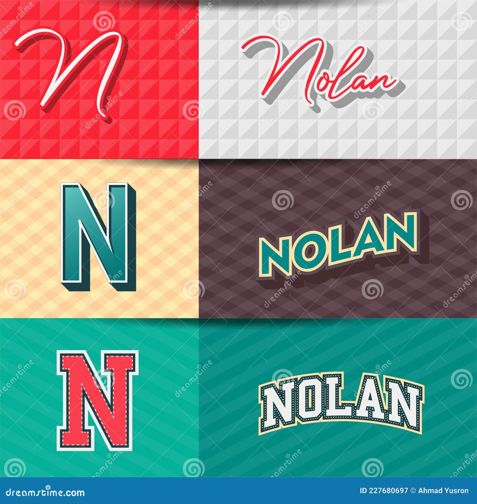 ,Male Name,NOLAN in Various Retro Graphic Design Elements, Set of ...