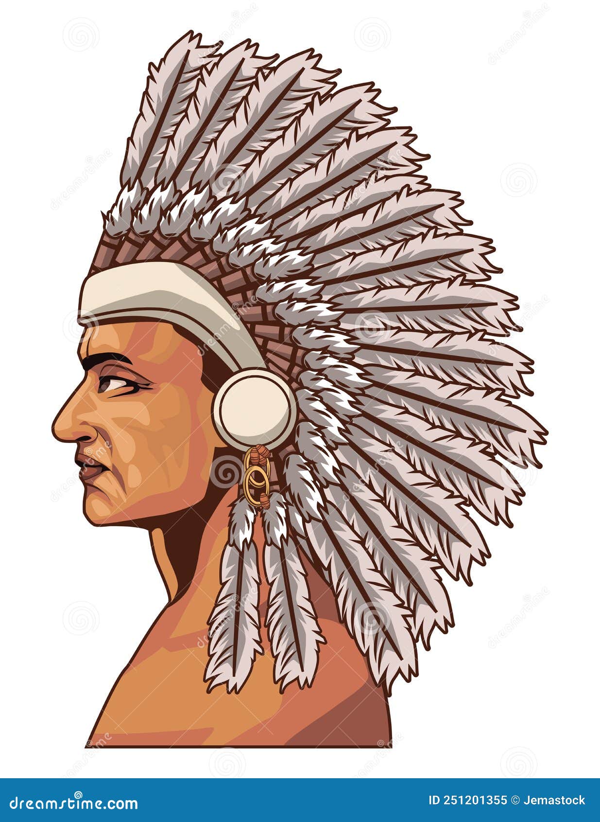 Male As Native American Tribe Member In Traditional Indian Clothing ...