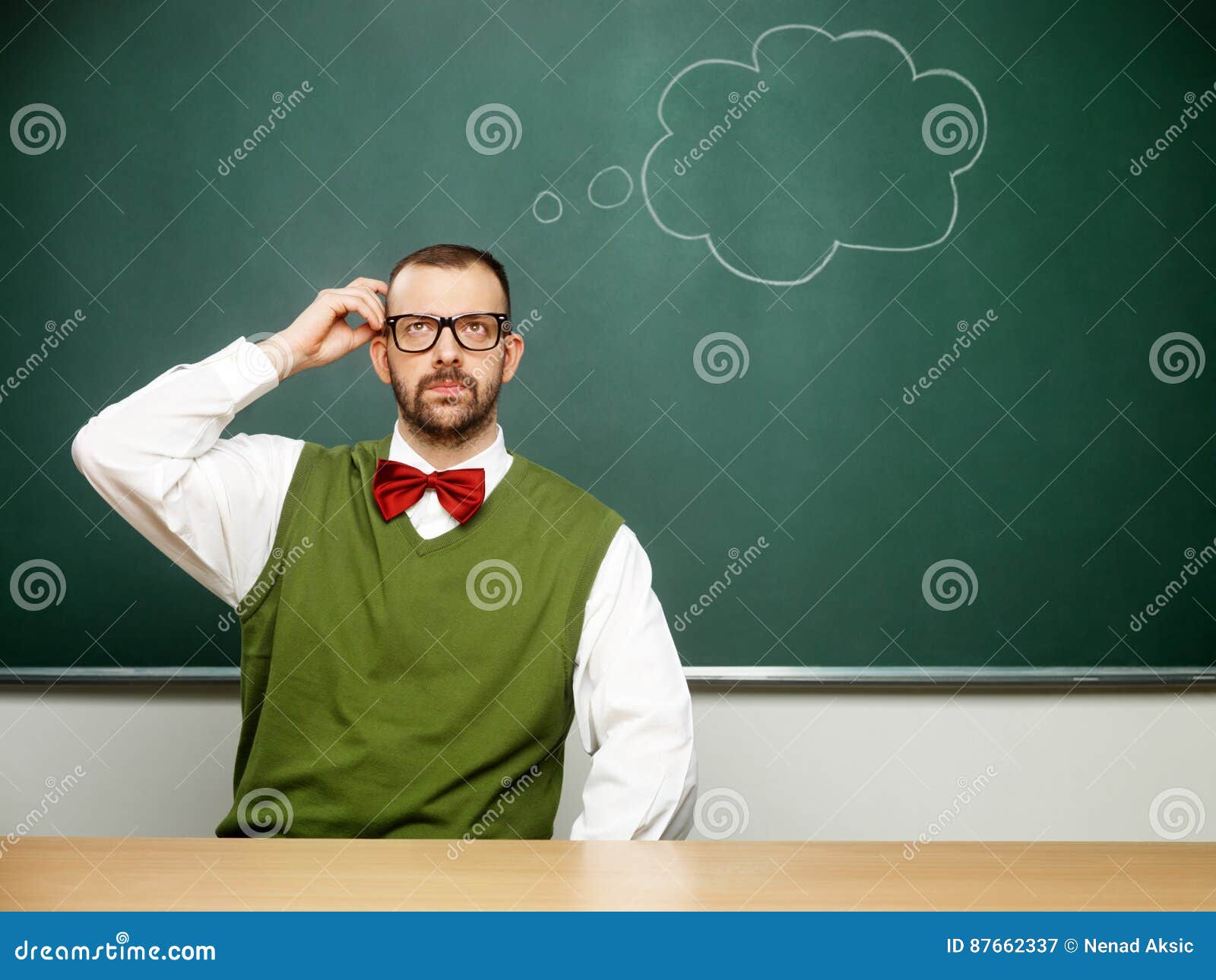 Male nerd thinking stock image. Image of retro, horizontal - 87662337