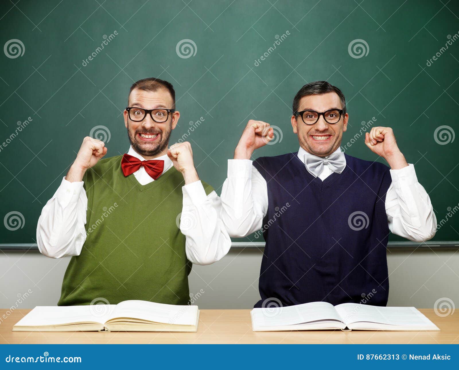 Male Nerds Celebrating Success Stock Image - Image of looking ...