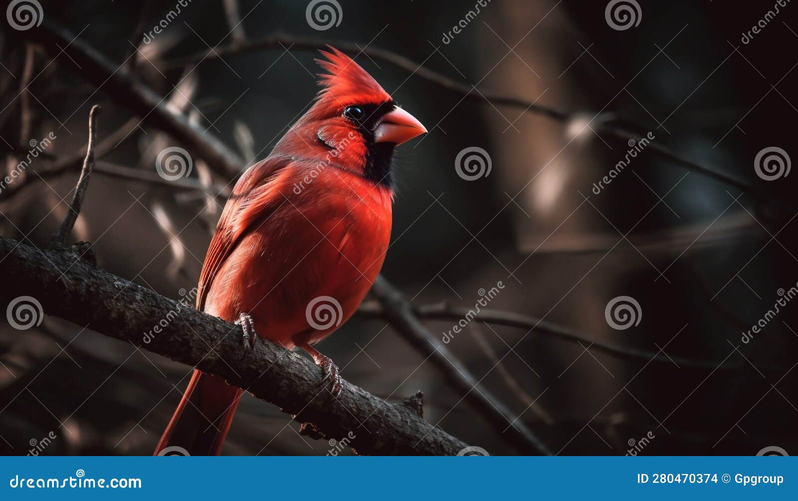 Male Northern Cardinal Perching on Branch, Watching Generated by AI ...