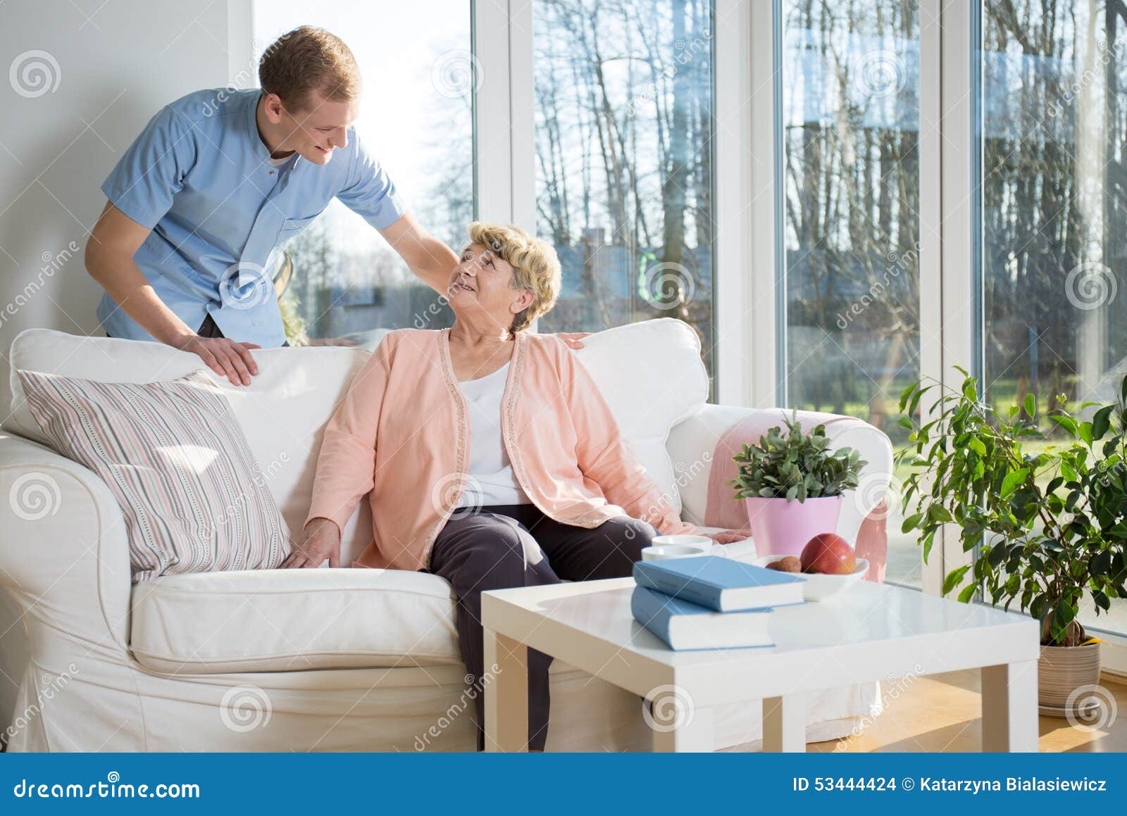 Male Nurse Caring about Patient Stock Photo - Image of domestic, elder ...