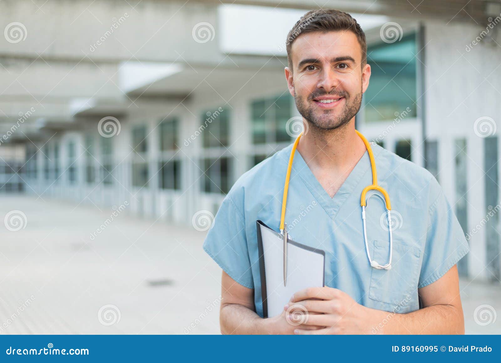 Male Nurse Vet with Stethoscope and Tablet Stock Image - Image of ...