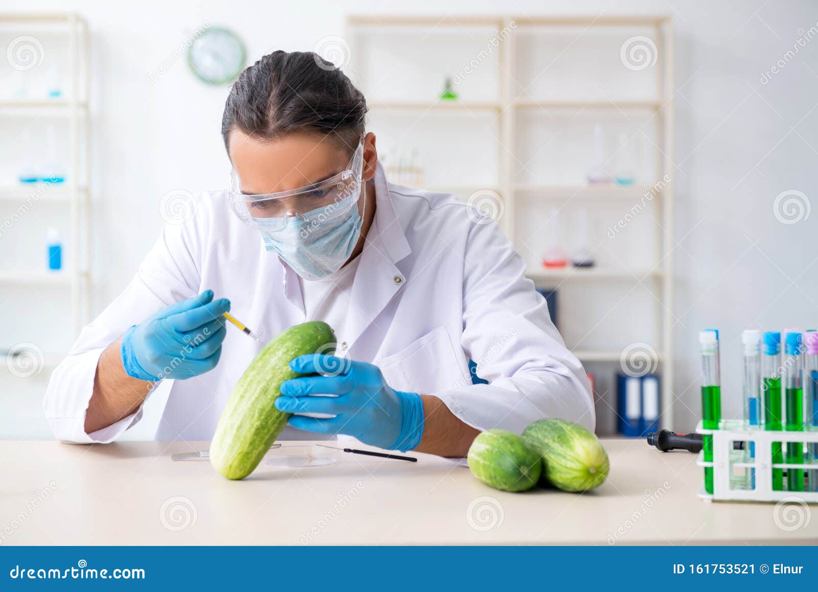 Male Nutrition Expert Testing Vegetables in Lab Stock Image - Image of ...