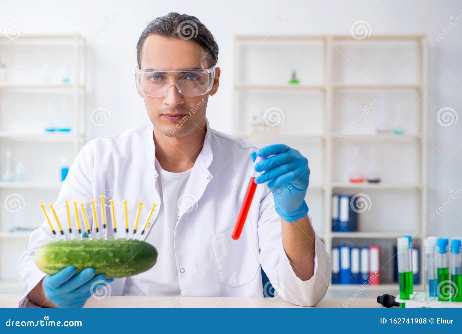 Male Nutrition Expert Testing Vegetables in Lab Stock Photo - Image of ...