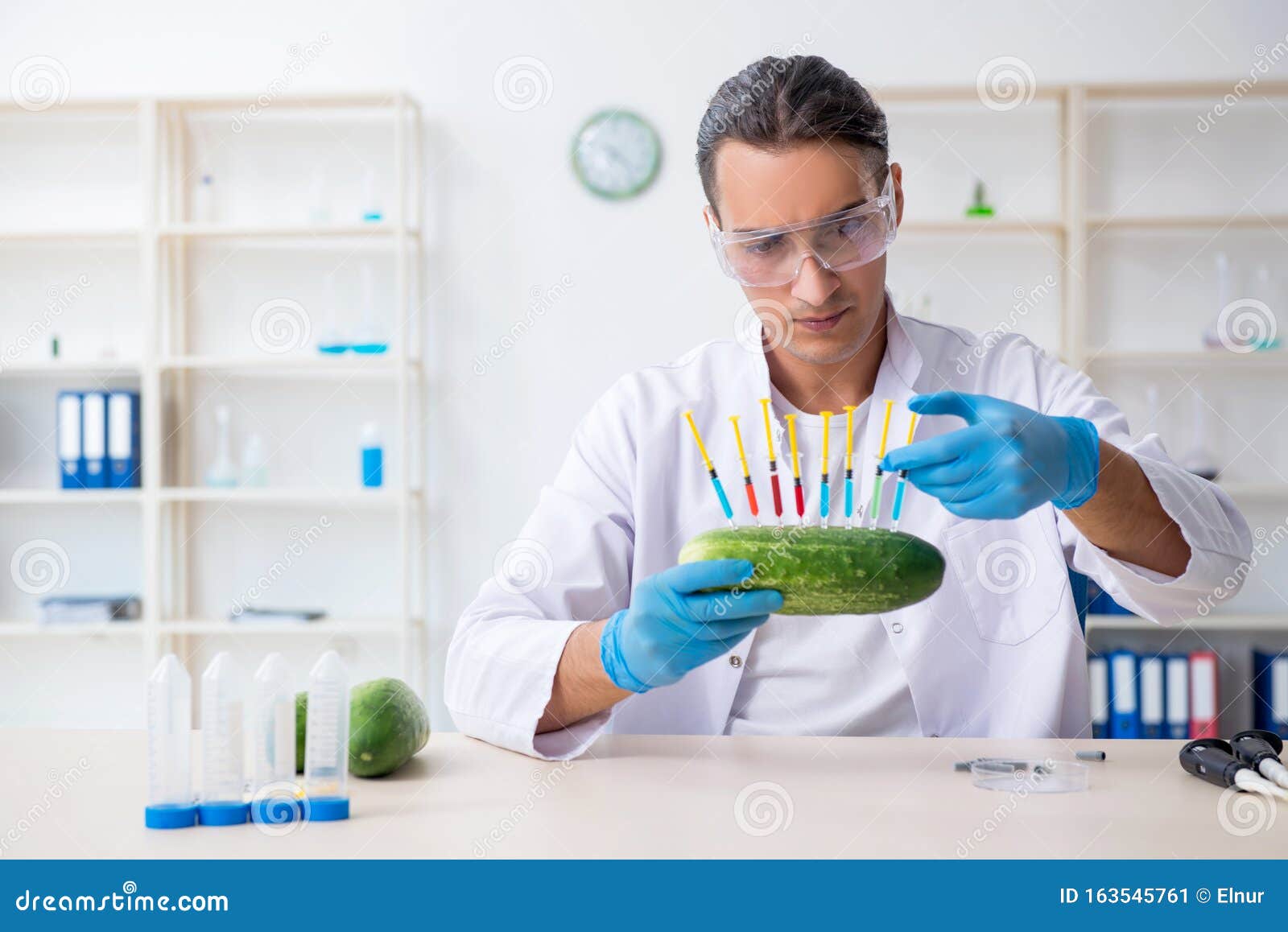 Male Nutrition Expert Testing Vegetables in Lab Stock Image - Image of ...