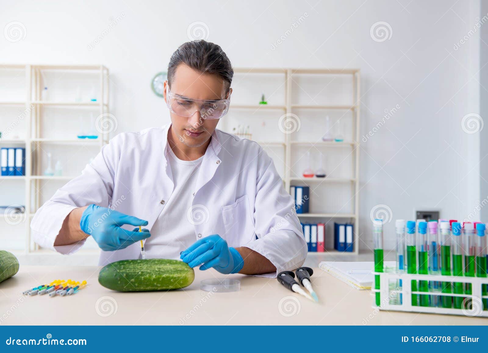 Male Nutrition Expert Testing Vegetables in Lab Stock Photo - Image of ...