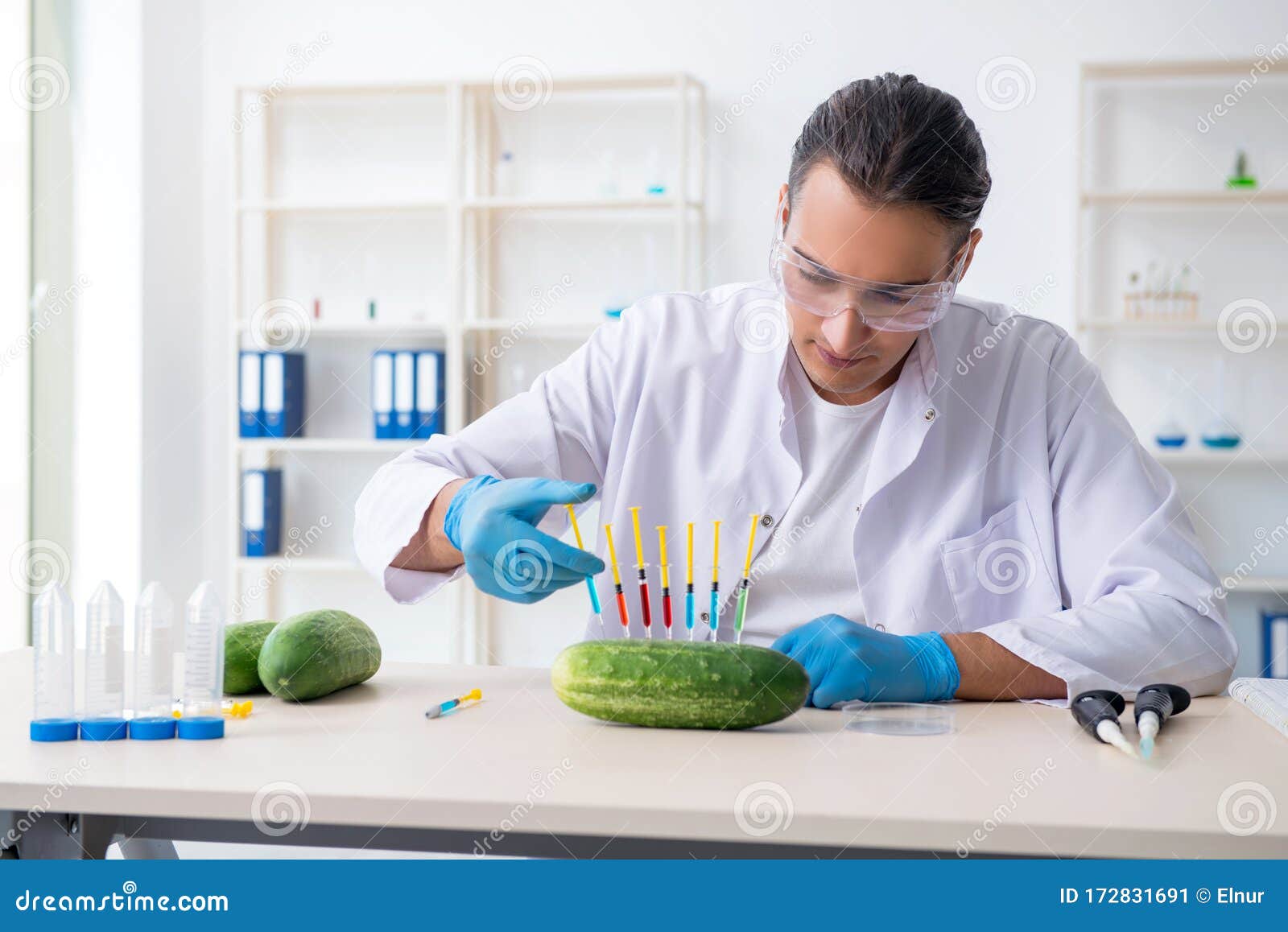 Male Nutrition Expert Testing Vegetables in Lab Stock Image - Image of ...