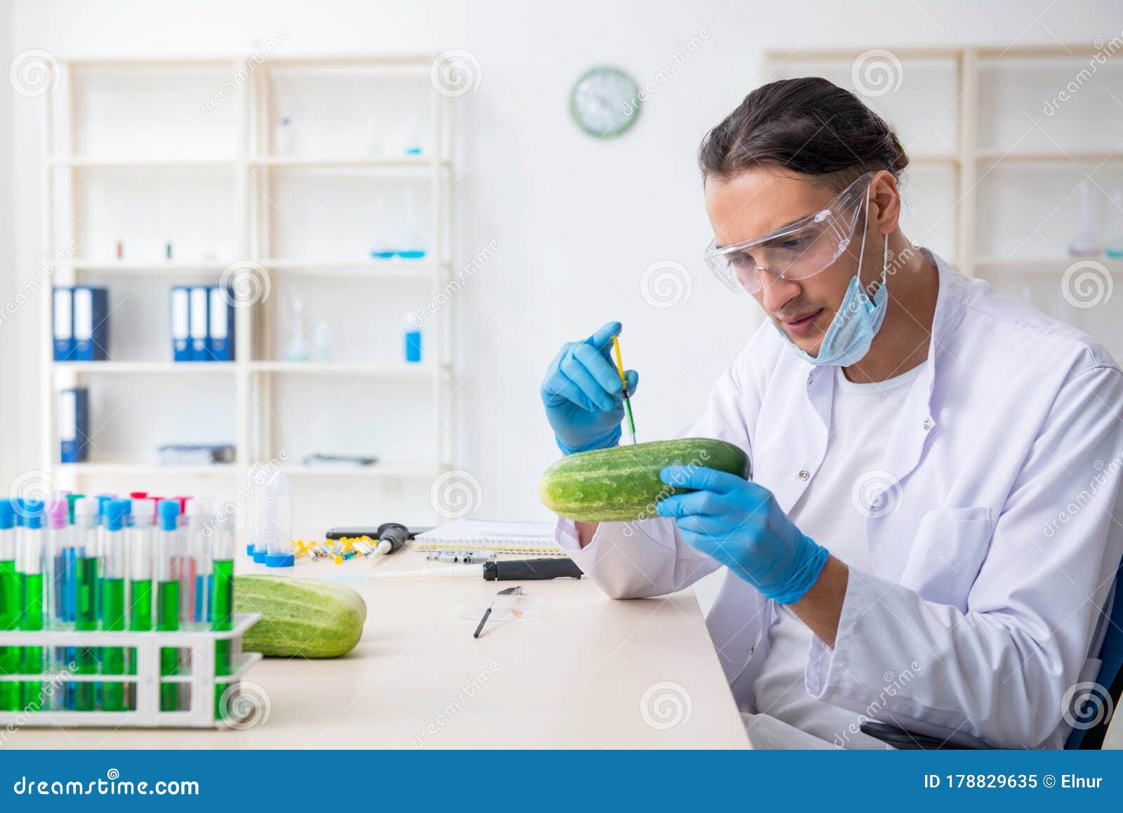 Male Nutrition Expert Testing Vegetables in Lab Stock Image - Image of ...