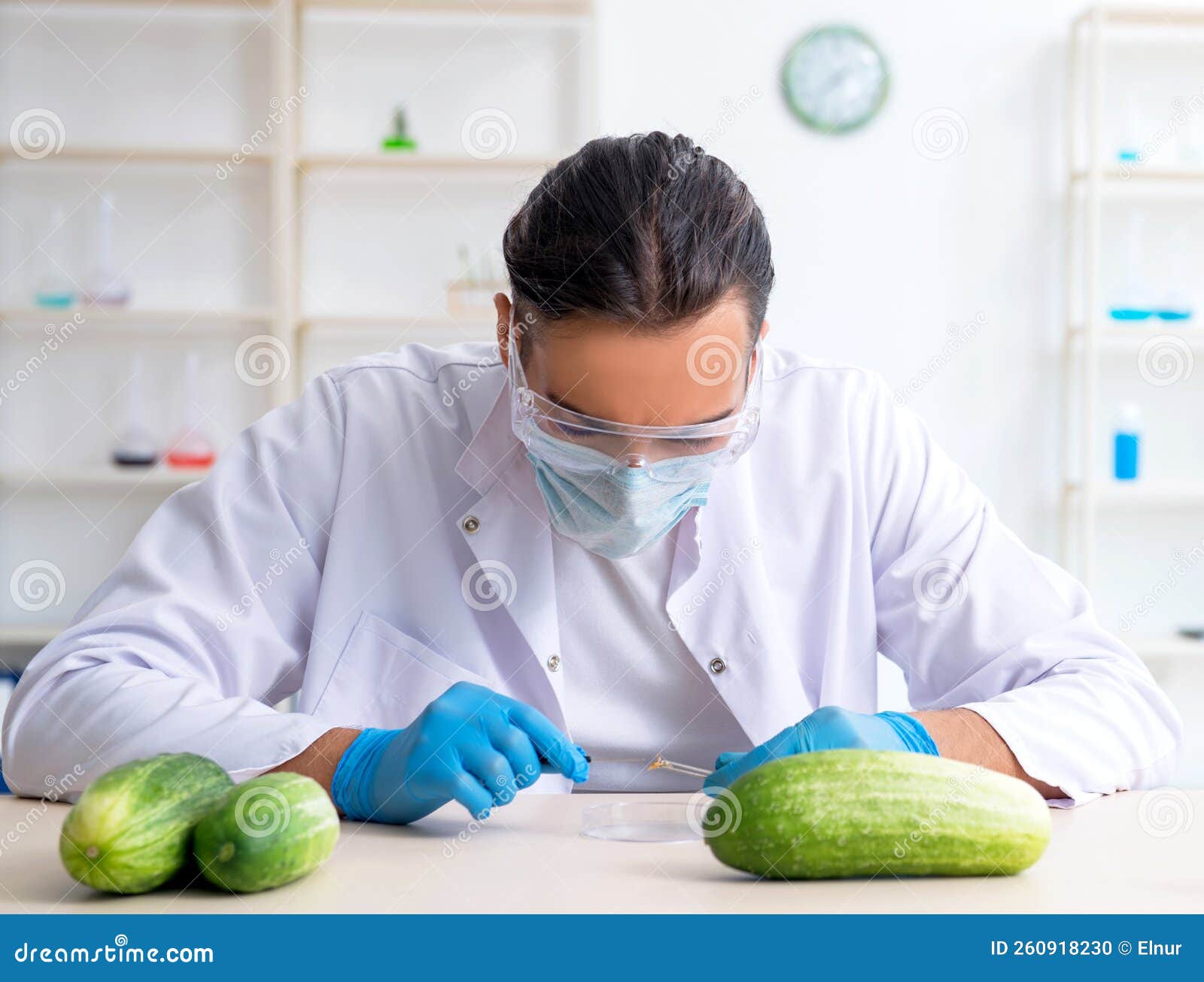Male Nutrition Expert Testing Vegetables in Lab Stock Photo - Image of ...