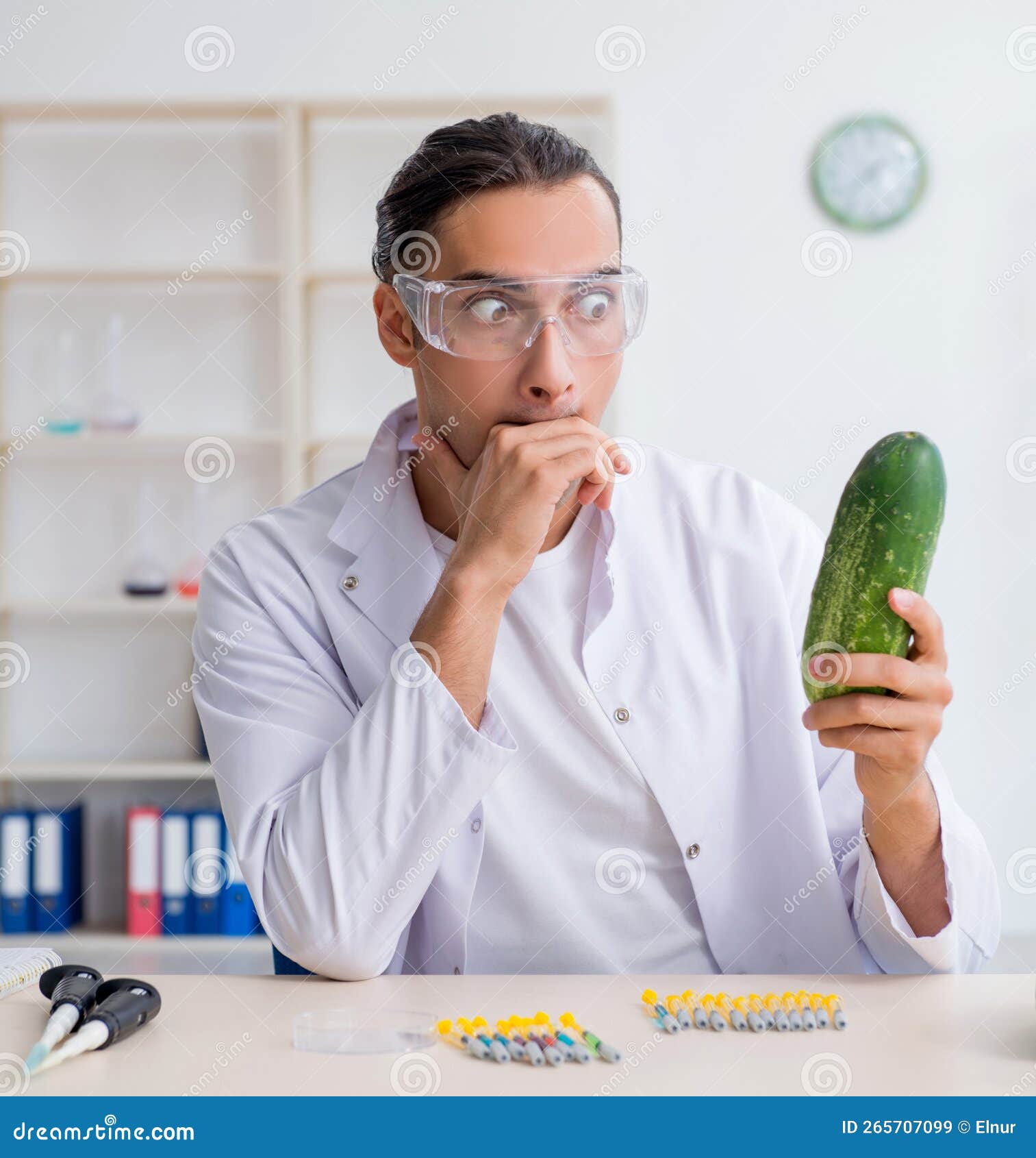 Male Nutrition Expert Testing Vegetables in Lab Stock Image - Image of ...