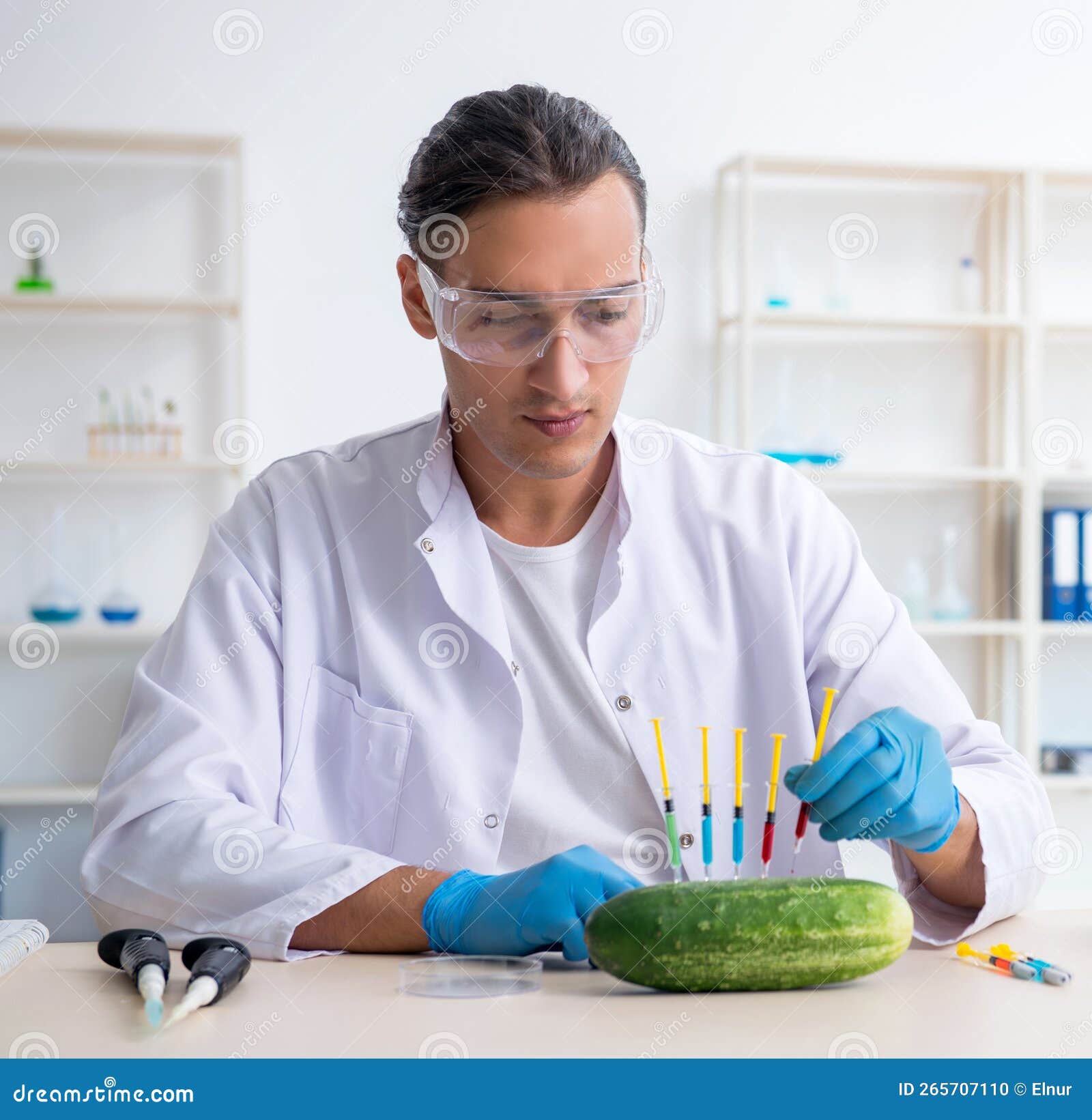 Male Nutrition Expert Testing Vegetables in Lab Stock Photo - Image of ...