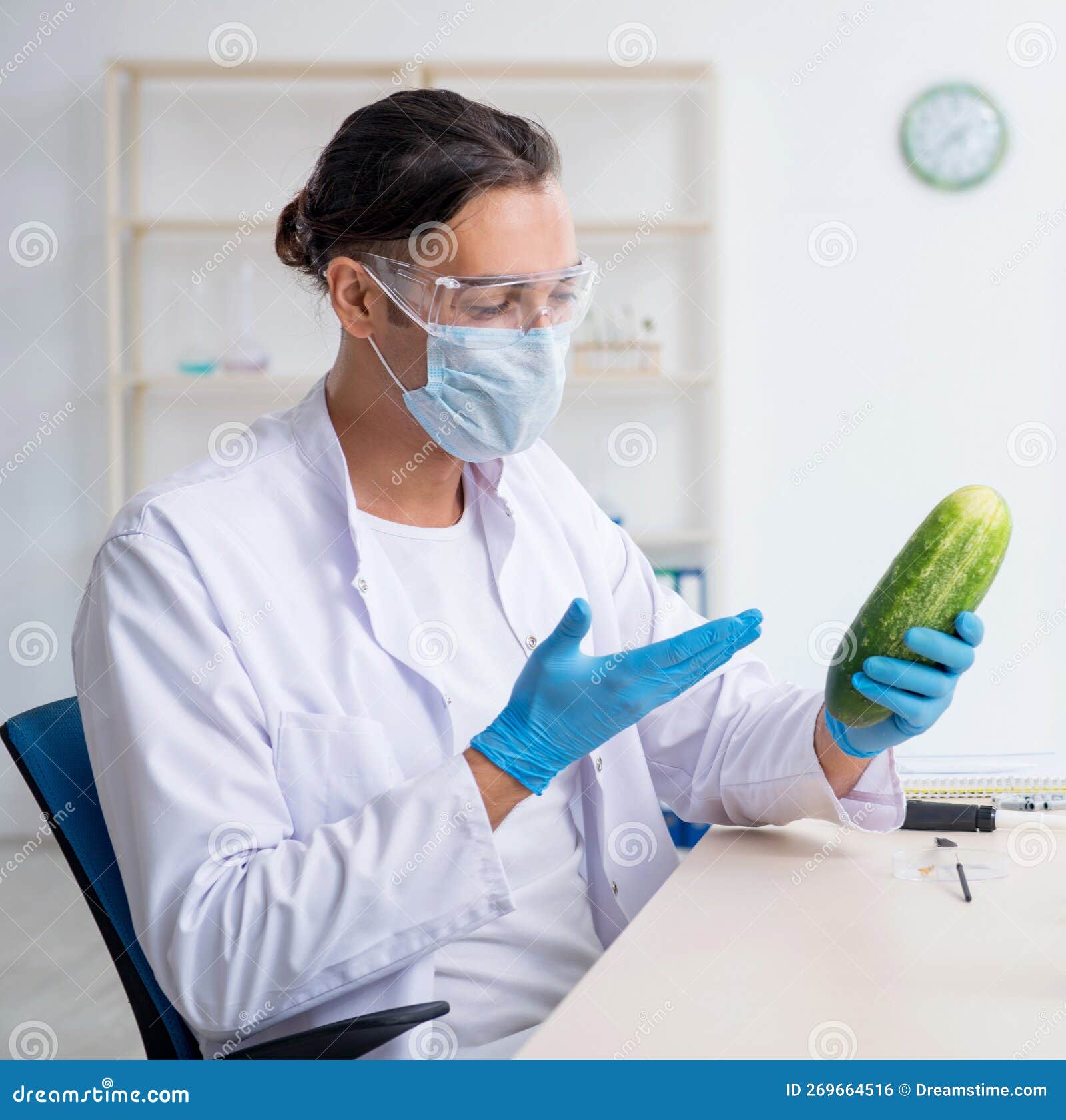 Male Nutrition Expert Testing Vegetables in Lab Stock Photo - Image of ...