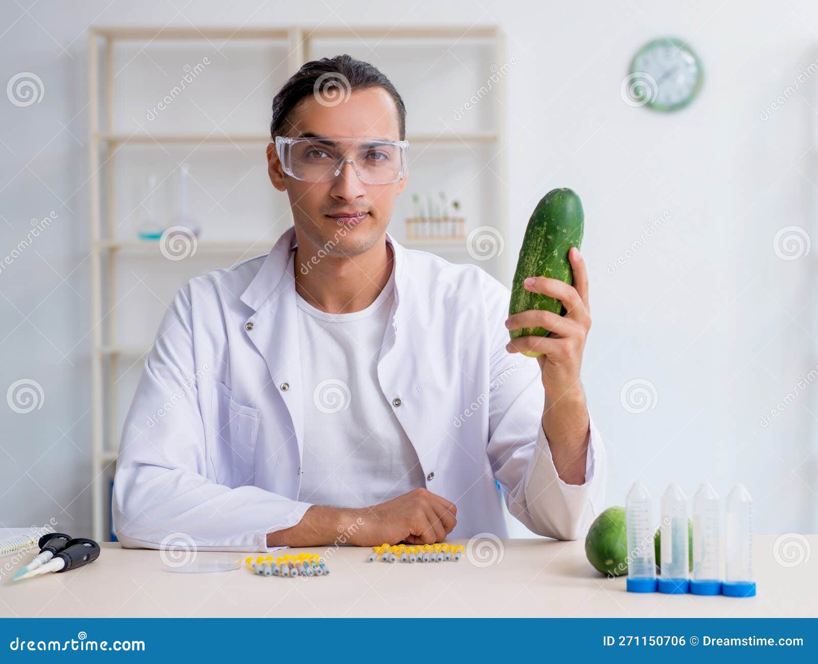 Male Nutrition Expert Testing Vegetables in Lab Stock Photo - Image of ...