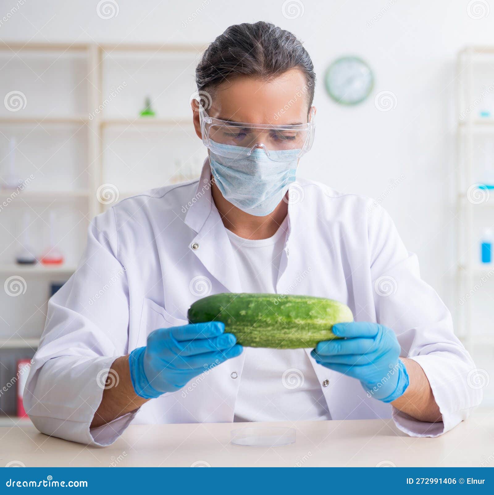 Male Nutrition Expert Testing Vegetables in Lab Stock Photo - Image of ...