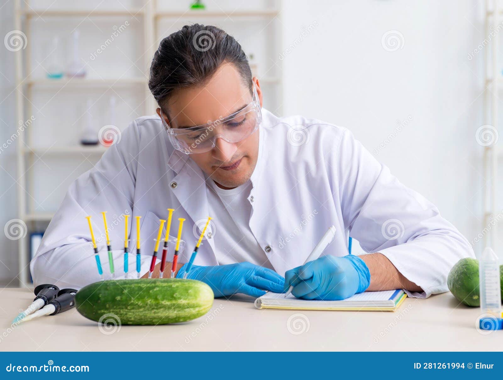 Male Nutrition Expert Testing Vegetables in Lab Stock Photo - Image of ...