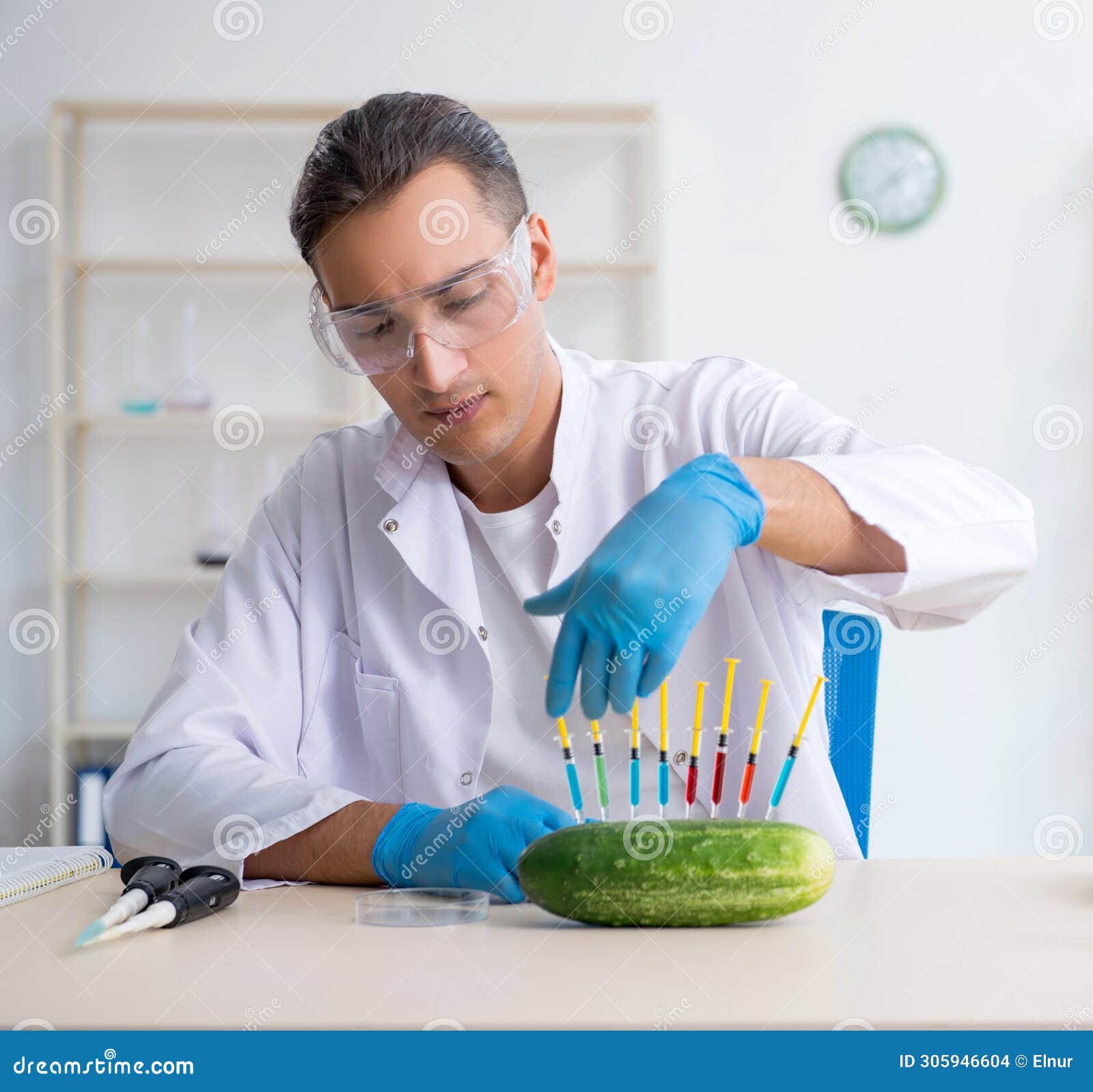 Male Nutrition Expert Testing Vegetables in Lab Stock Photo - Image of ...