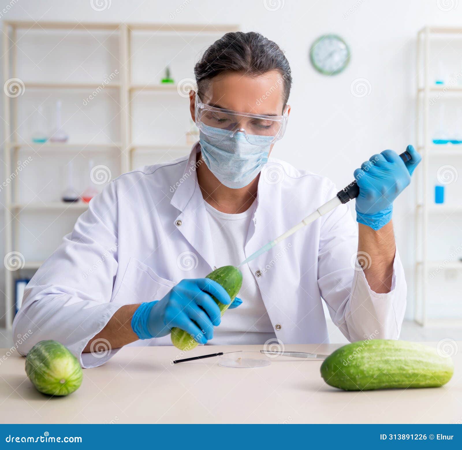 Male Nutrition Expert Testing Vegetables in Lab Stock Photo - Image of ...