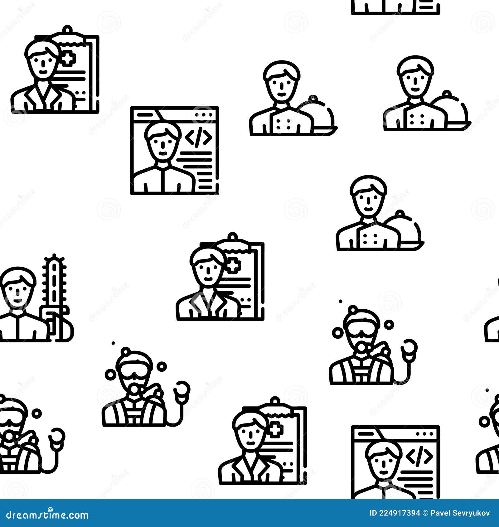 Male Occupation Job Vector Seamless Pattern Stock Vector - Illustration ...