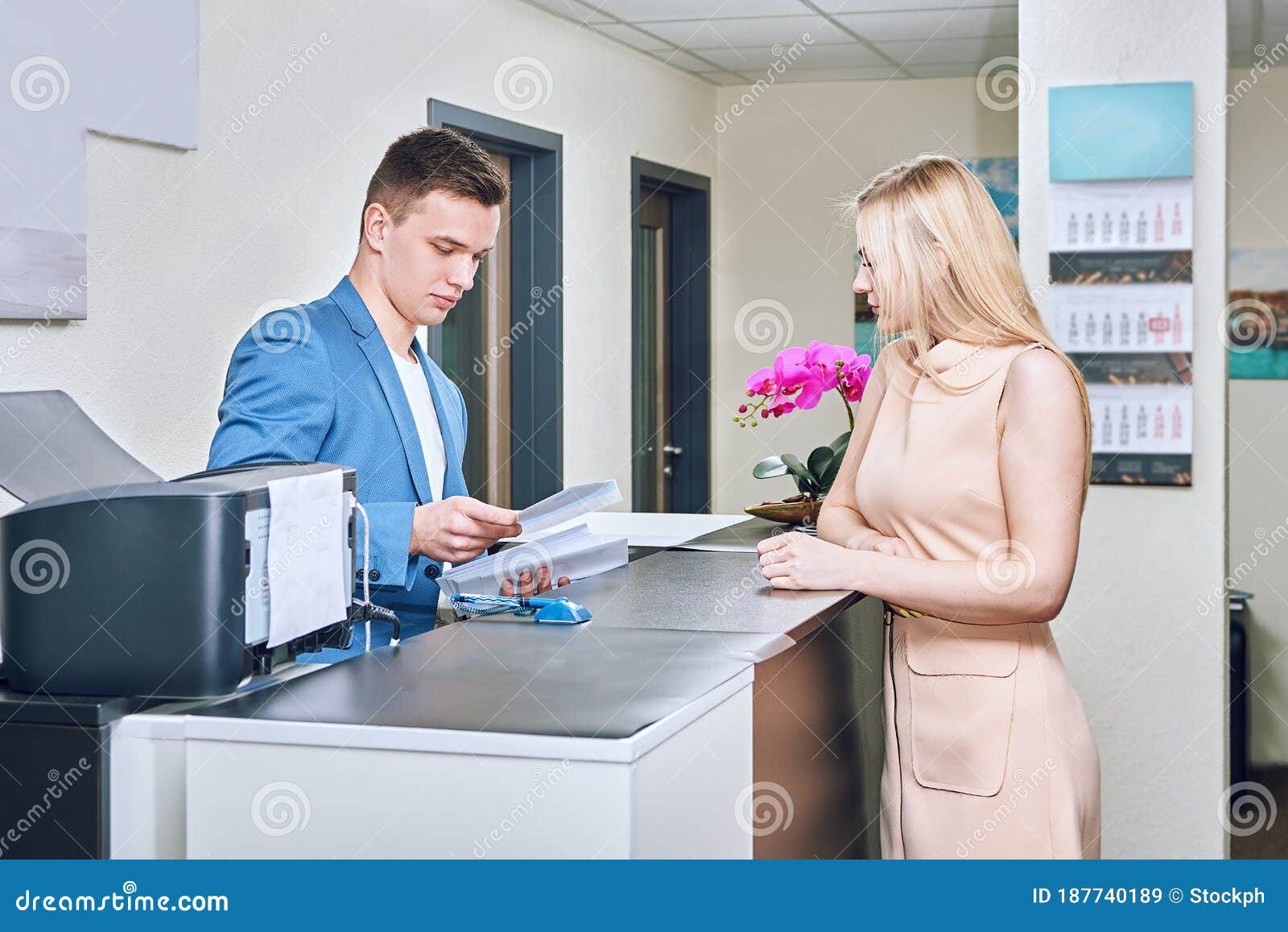 Male Office Manager at the Reception Stock Image - Image of person ...