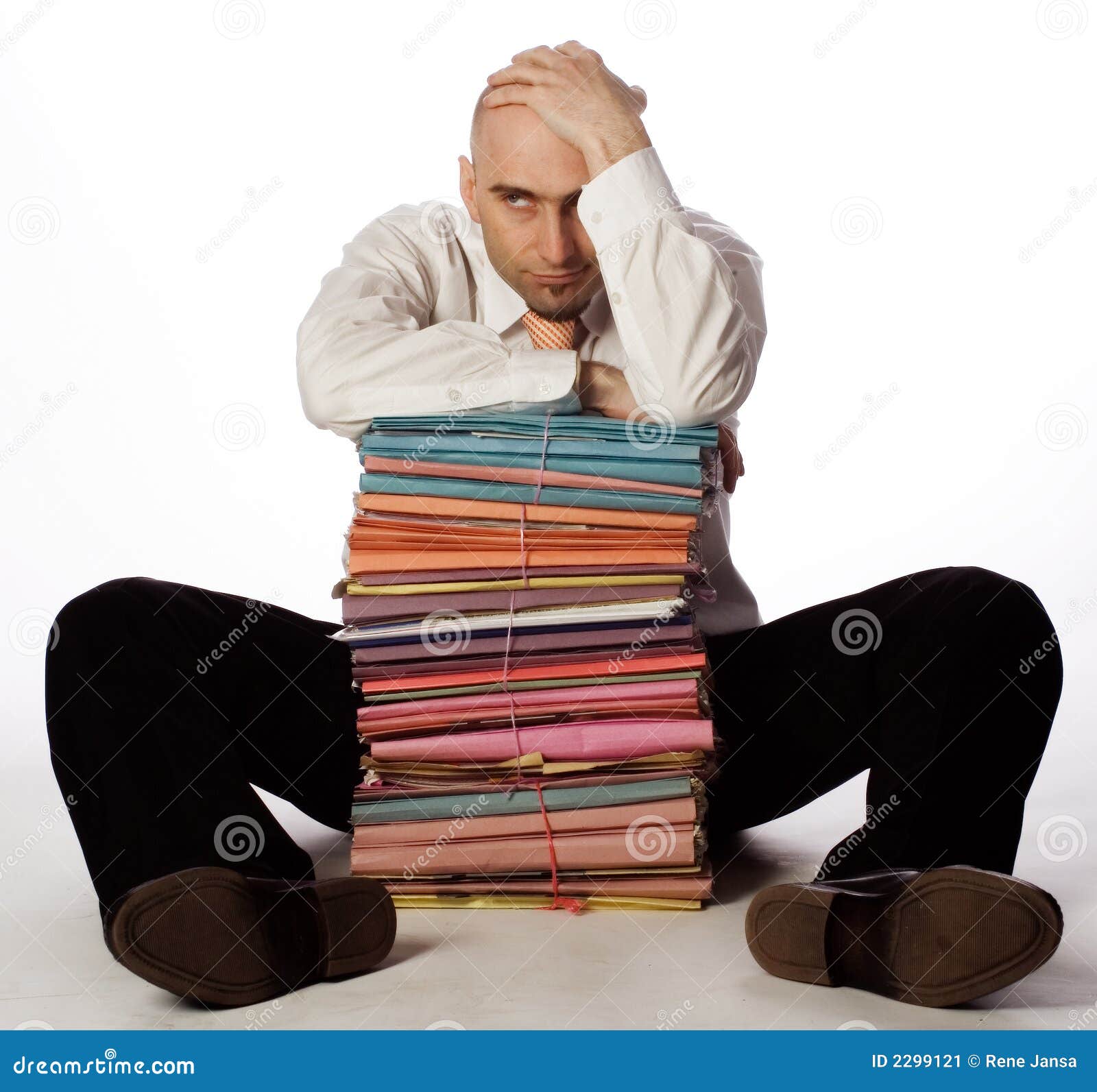 Male Office Worker stock image. Image of discouraged, folders - 2299121