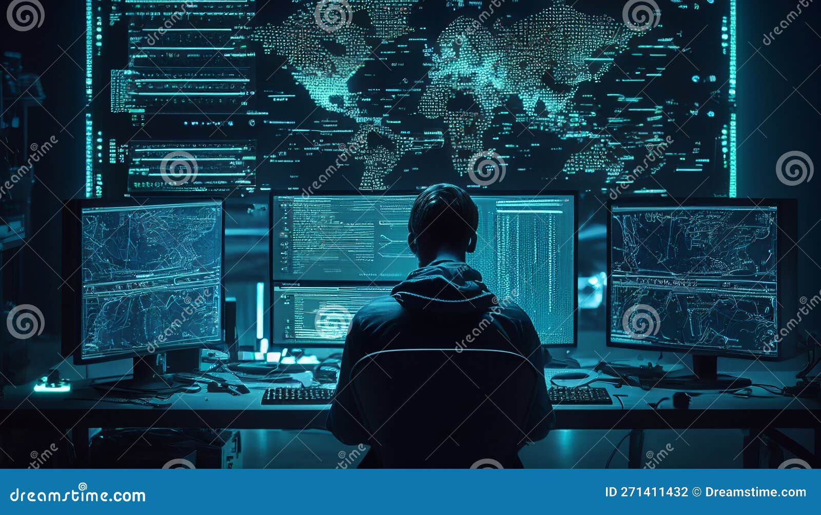 Male Office Worker Browsing the Internet on His Computer in His ...