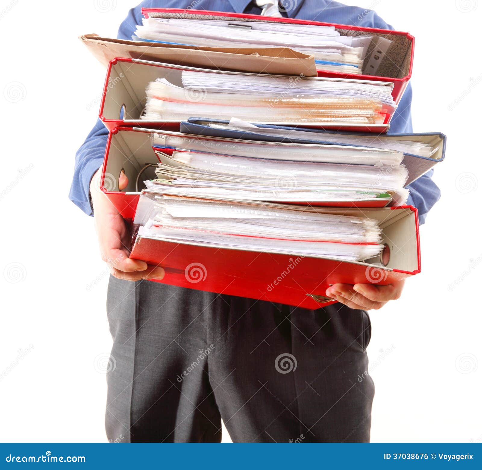 Male Office Worker Carrying a Stack of Files Stock Photo - Image of ...