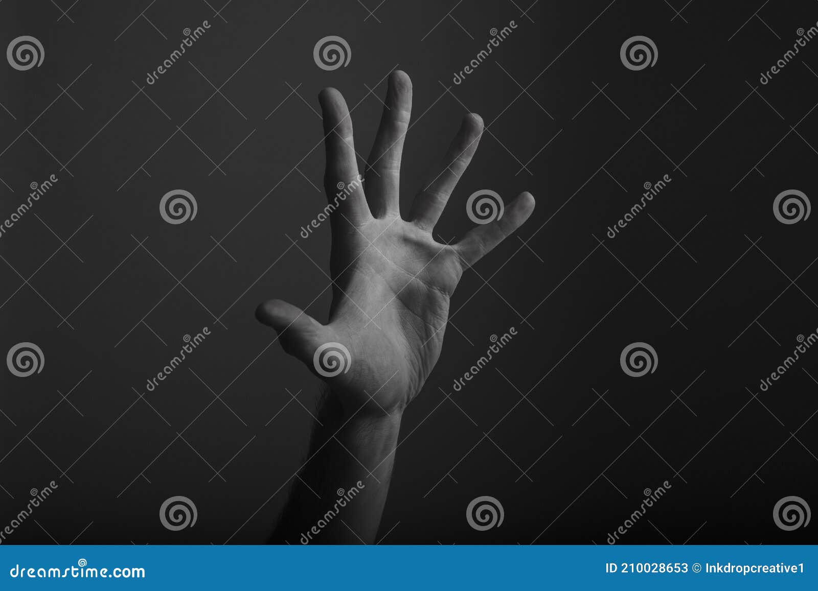 Male Open Hand Gesture on a Dark Background Stock Image - Image of ...