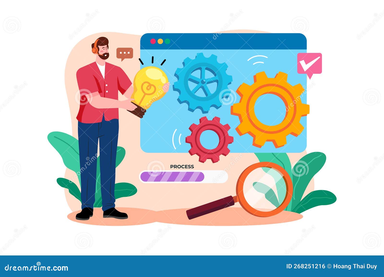 Male Operator Agent Helps Customer Repair System Problem Stock Vector ...