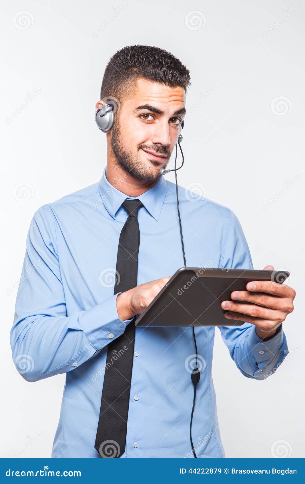 Male Operator in Formal Wear with a Tablet Stock Image - Image of ...