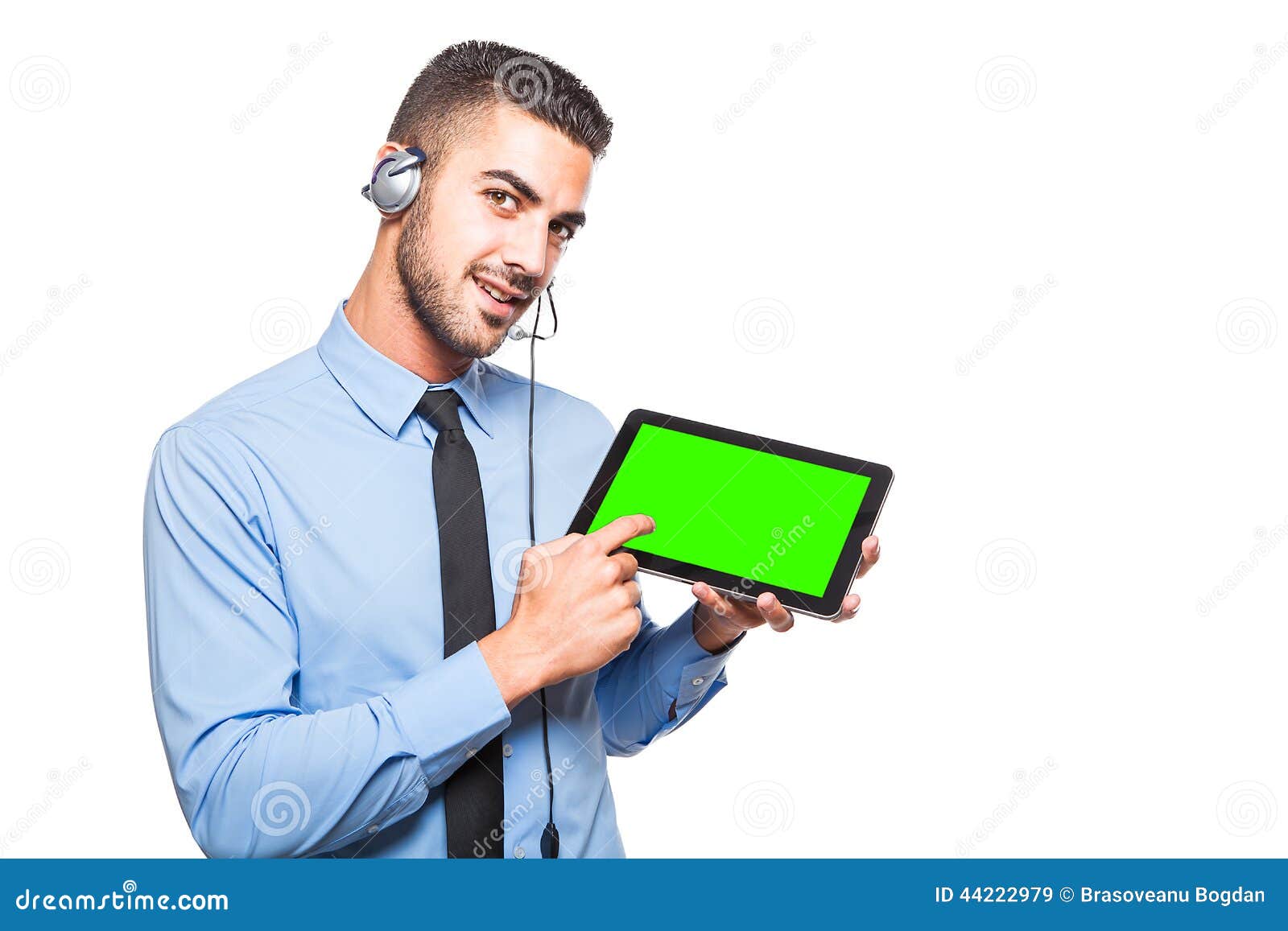 Male Operator in Formal Wear with a Tablet Stock Image - Image of ...