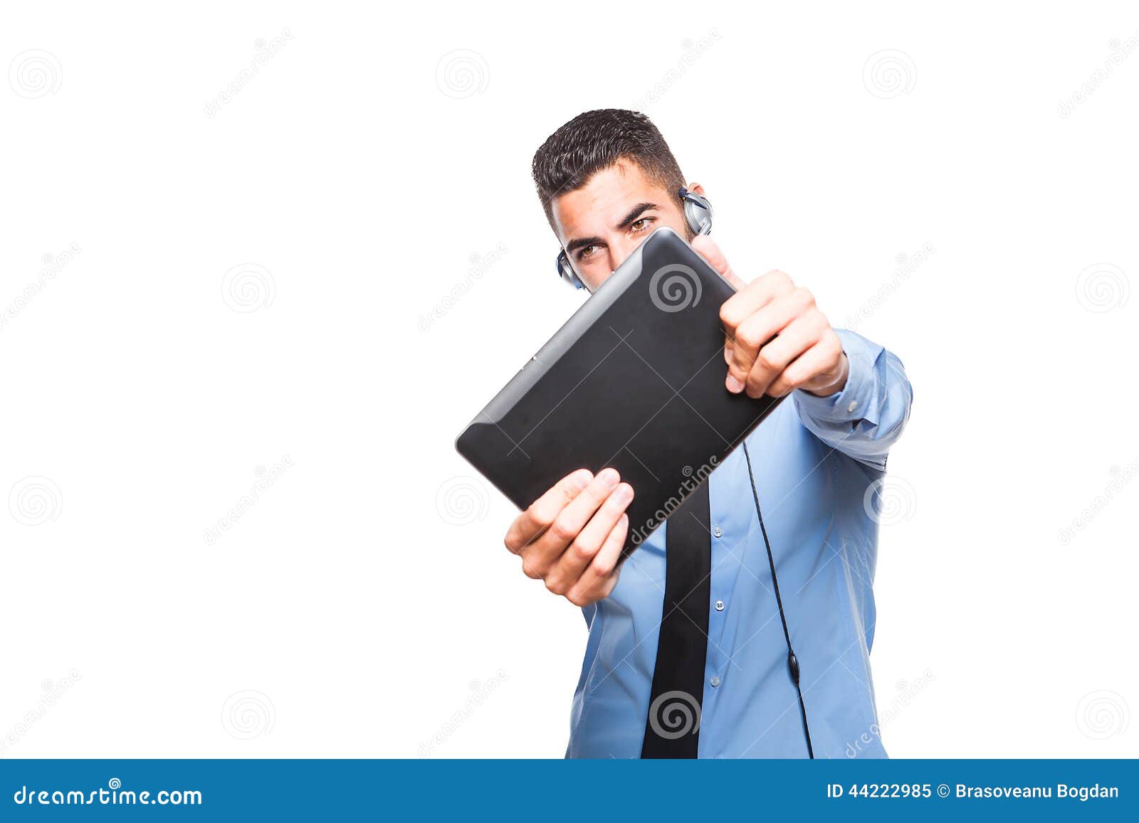 Male Operator in Formal Wear with a Tablet Stock Image - Image of ...
