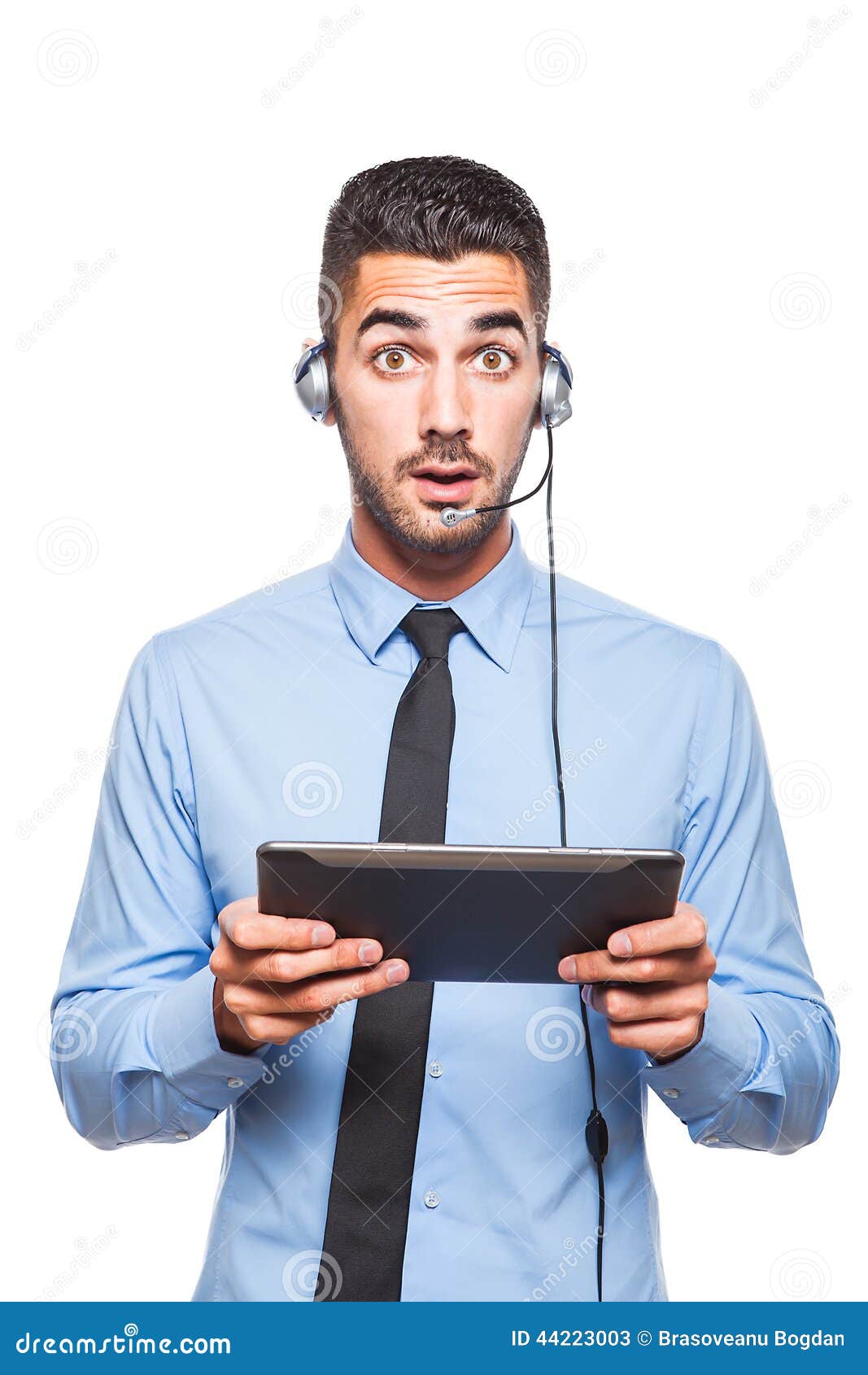 Male Operator in Formal Wear with a Tablet Stock Image - Image of ...